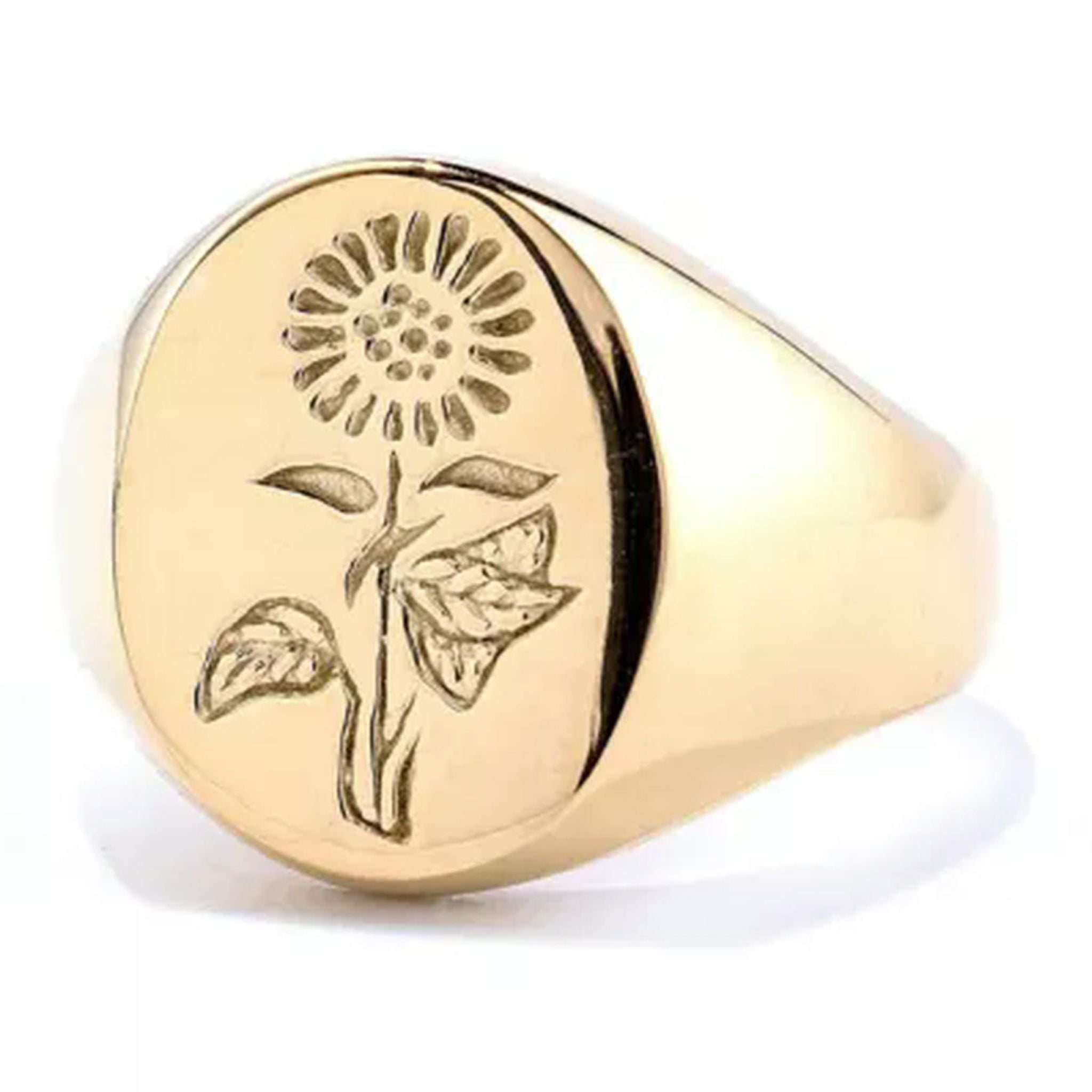 GKNET Stainless Steel Minimalist Design Sunflower Polished Face Rings ...