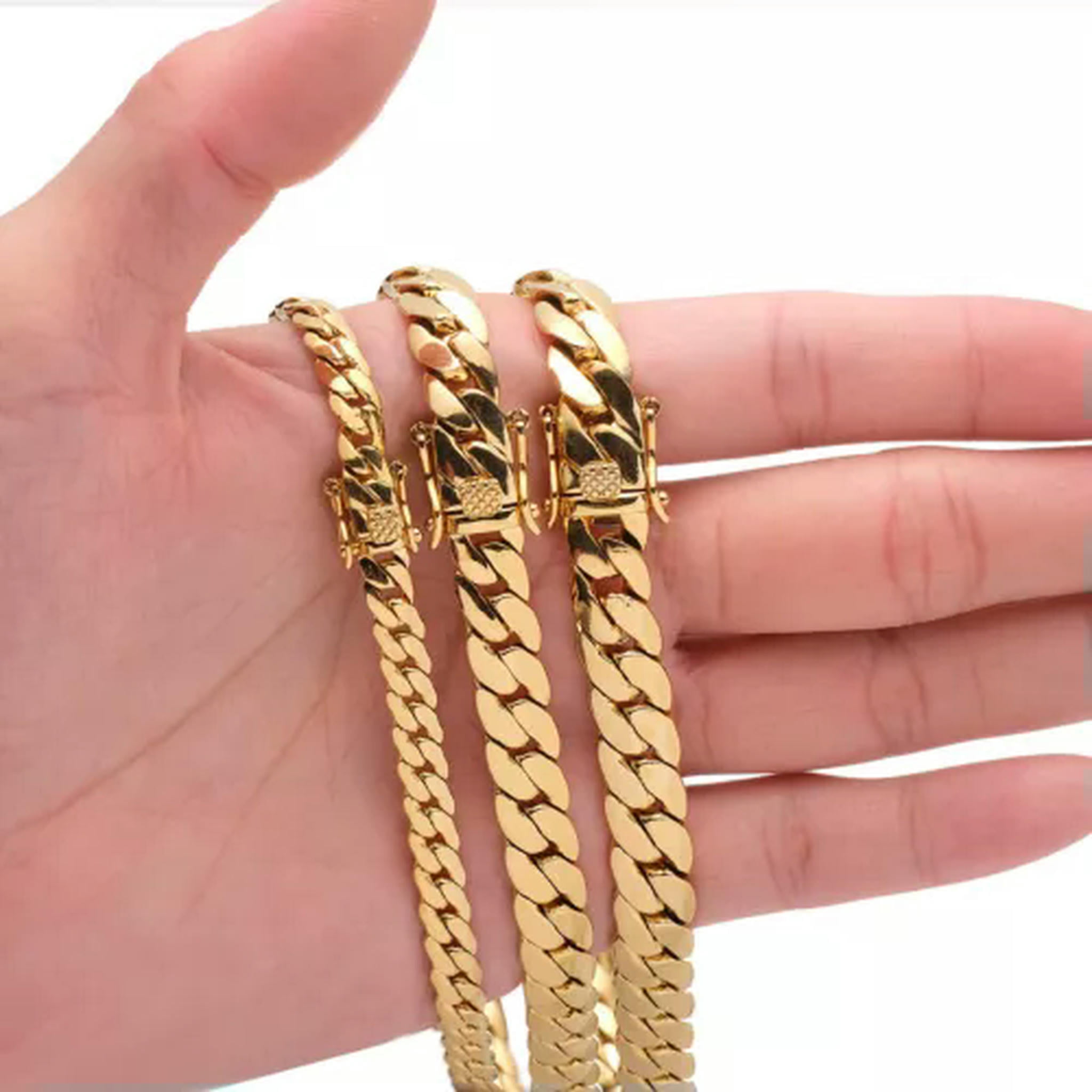 GKNET Stainless Steel Riding Crop Chain Snake Necklace Bracelet 18K ...