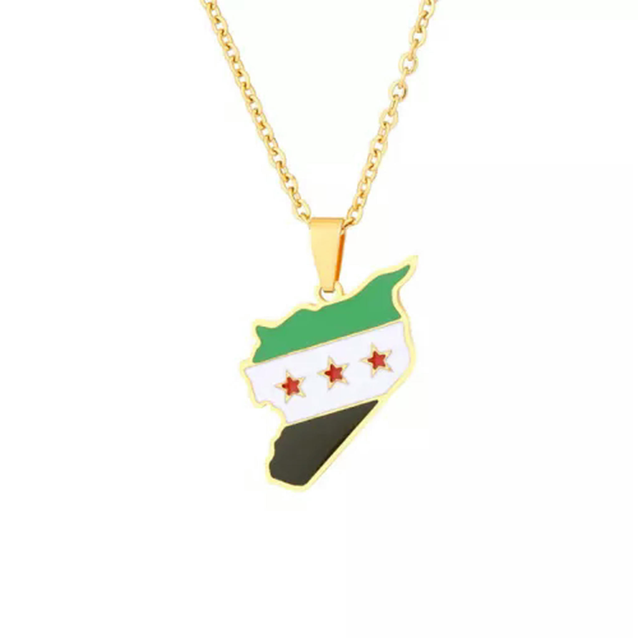 GKNET Stainless Steel Syria Map Flag Pendant Necklace Fashion Syrian ...