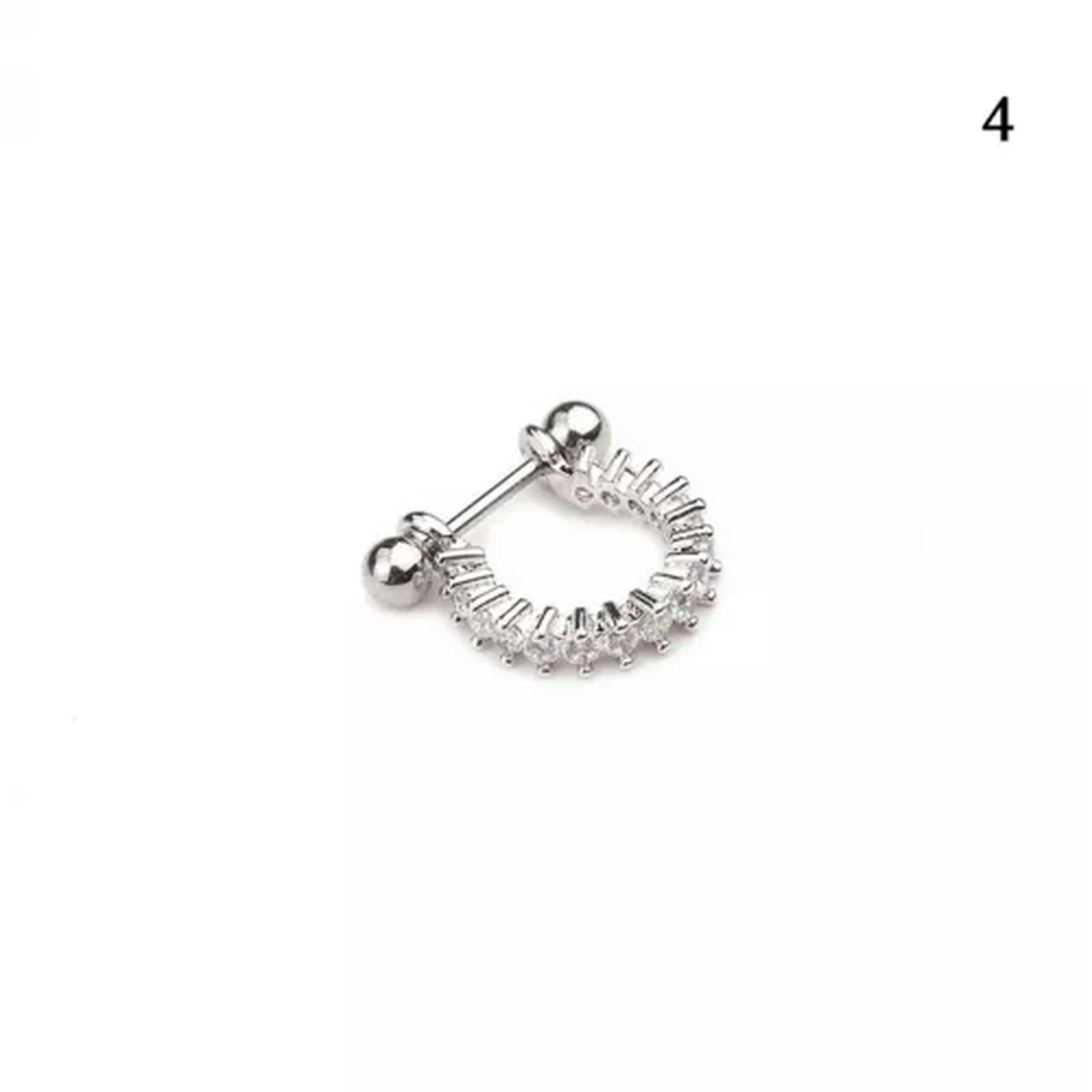 GKNET Steel Barbell CZ Hoop Earring Ear Stud Ear Tragus Cartilage Helix ...