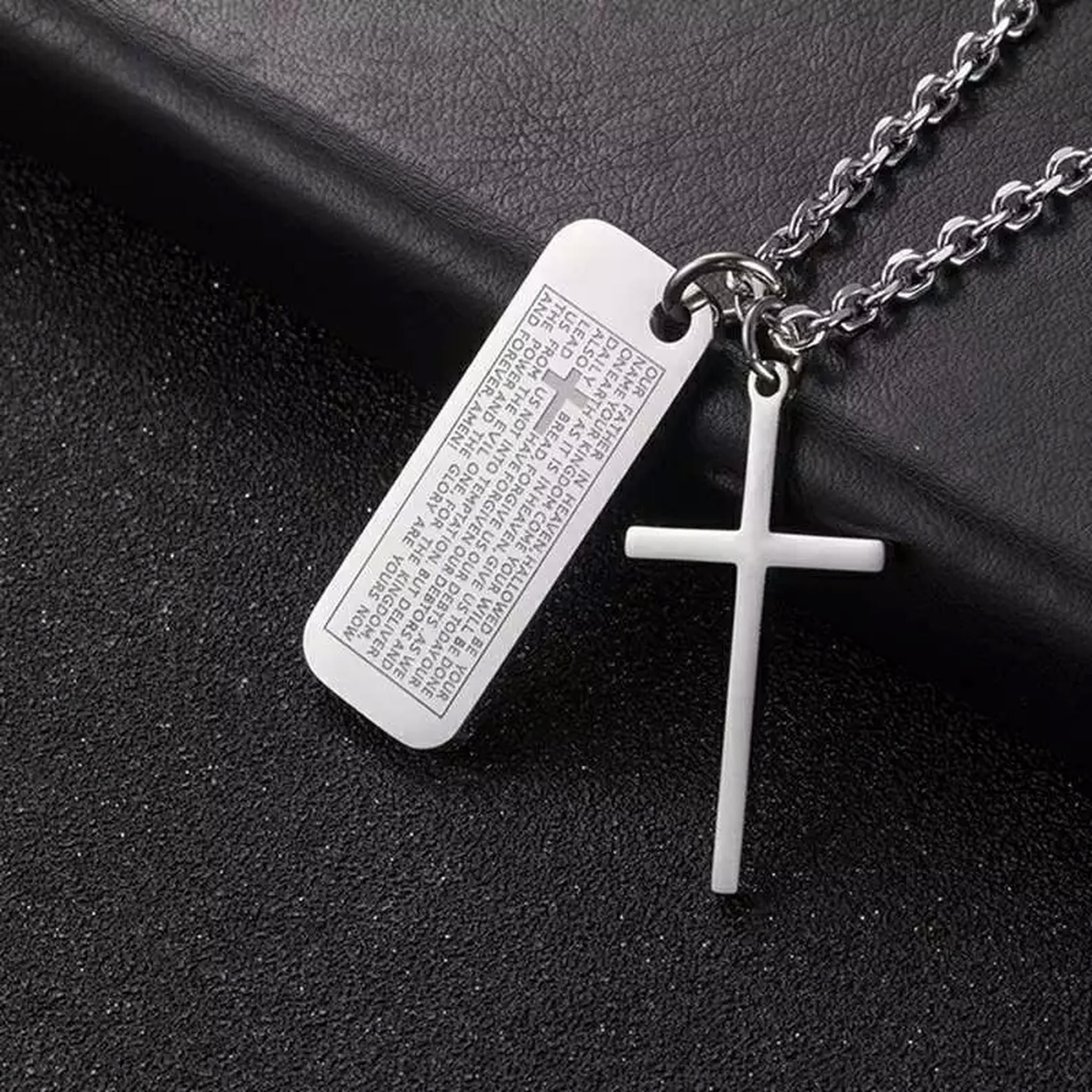 GKNET Steel Women Men's Stainless Bible Verse Dog Tag Cross Pendant ...