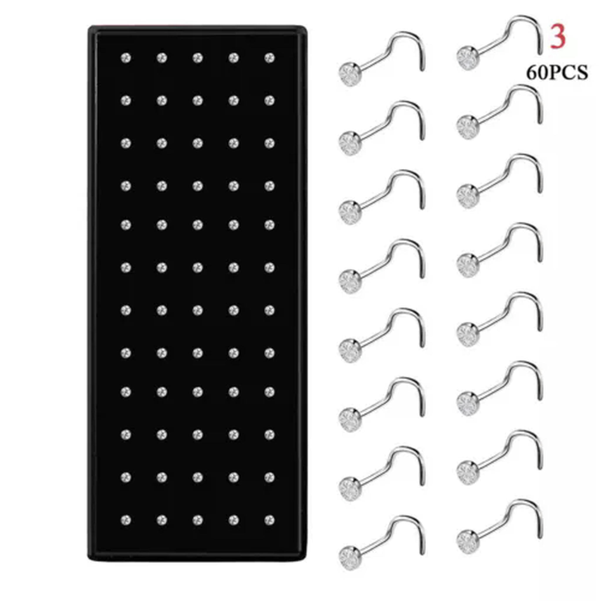 GKNET Surgical Steel Pin Set Bar Piercing Nose Ring Nose Stud Straight ...