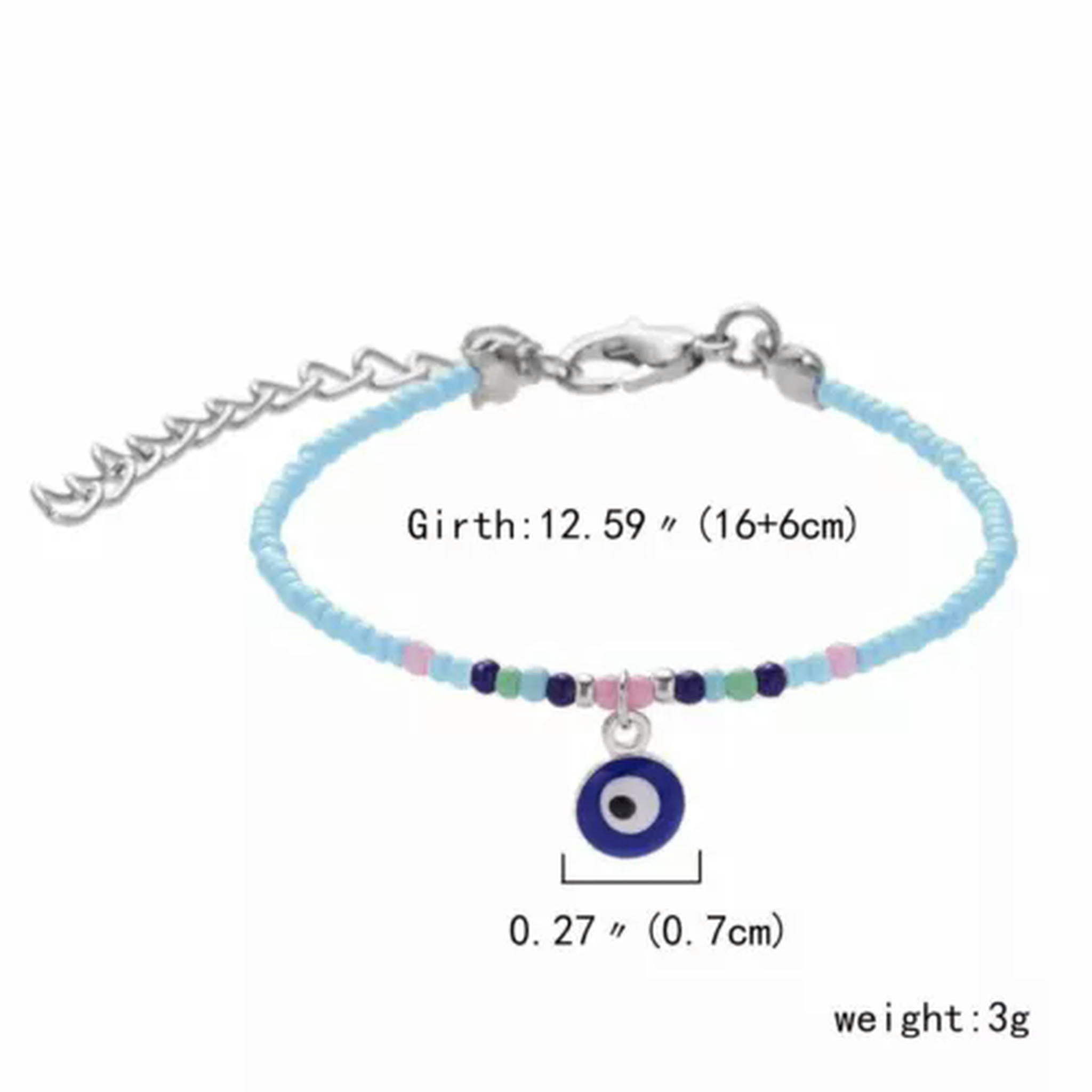 GKNET Turkish BLUE Evil Eye Beads Bracelet Protection Good Luck Bangle ...