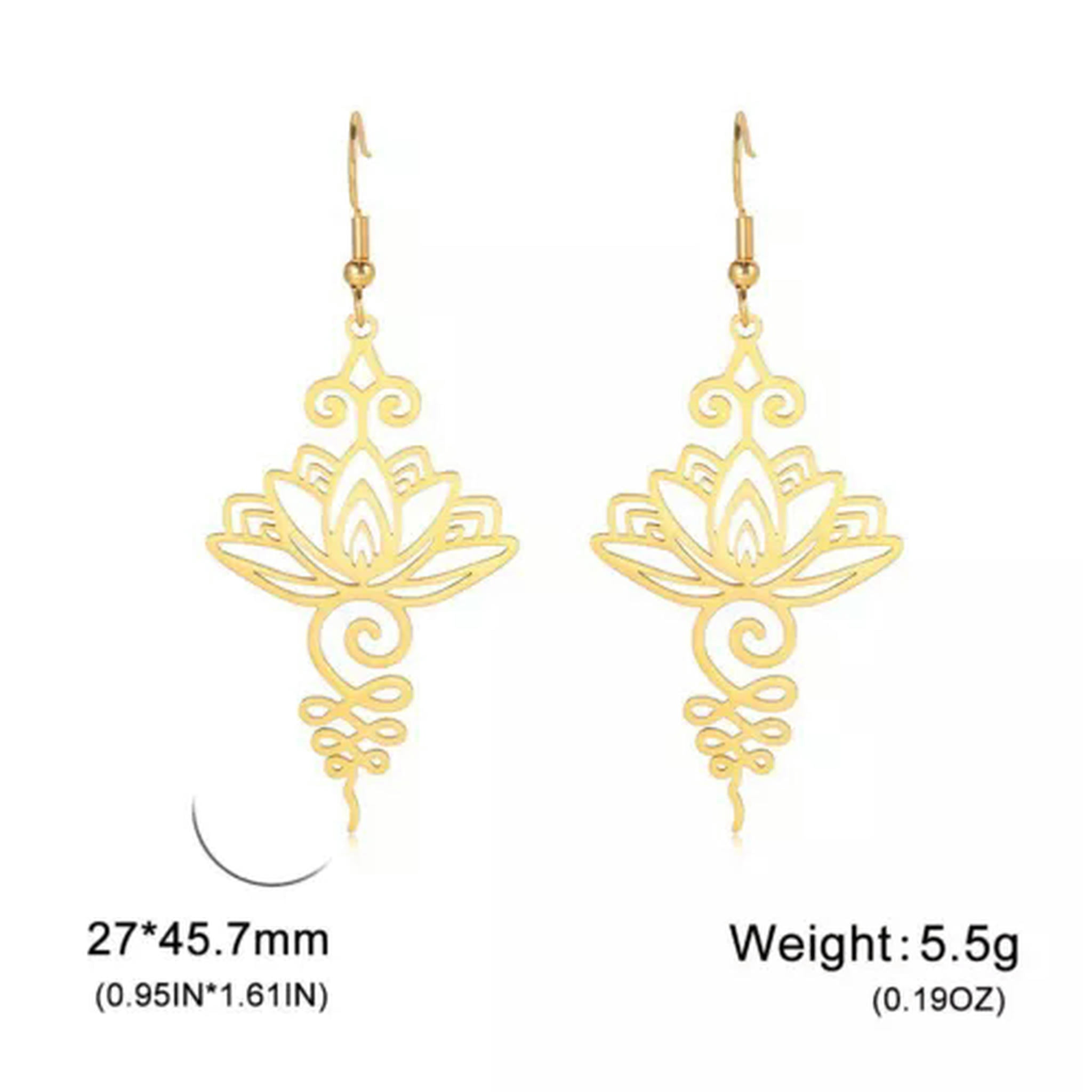GKNET Unalome Pendant Earrings Hippie Stainless Steel Yoga Lotus Flower ...