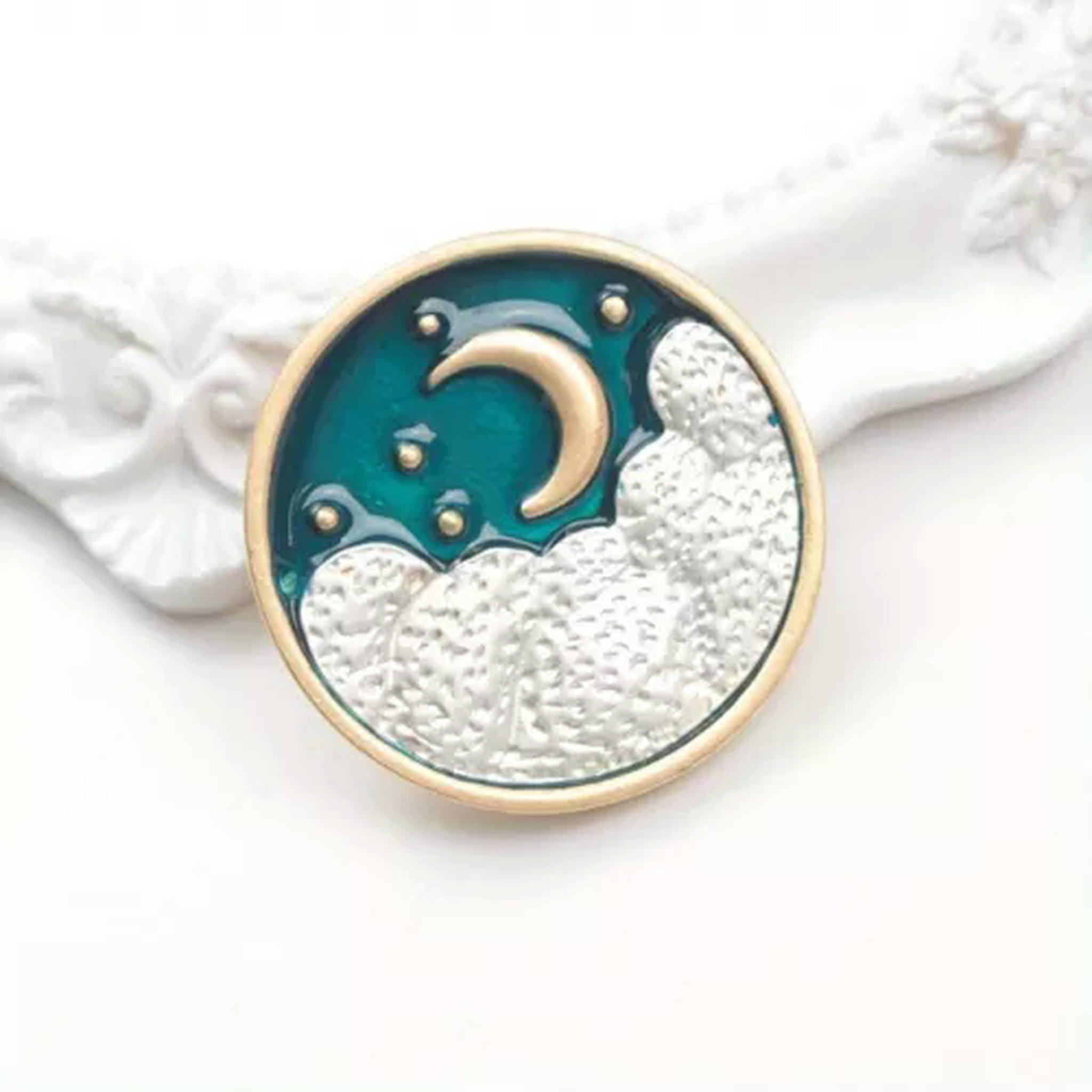 GKNET Van Gogh Starry Night Emblem Sun and Moon Enamel Drip Oil Pin ...