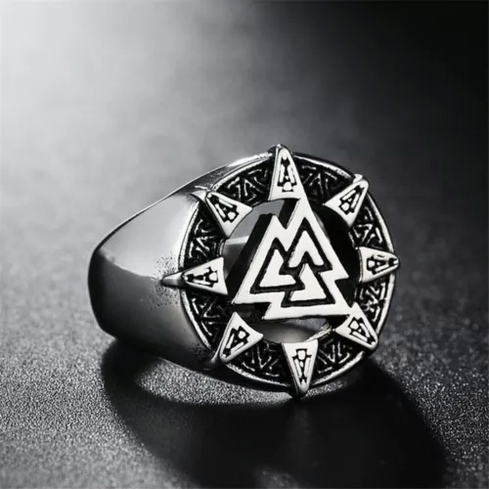 GKNET Viking Stainless Steel Biker Futhark Men Odin Ring Nordic Runes ...
