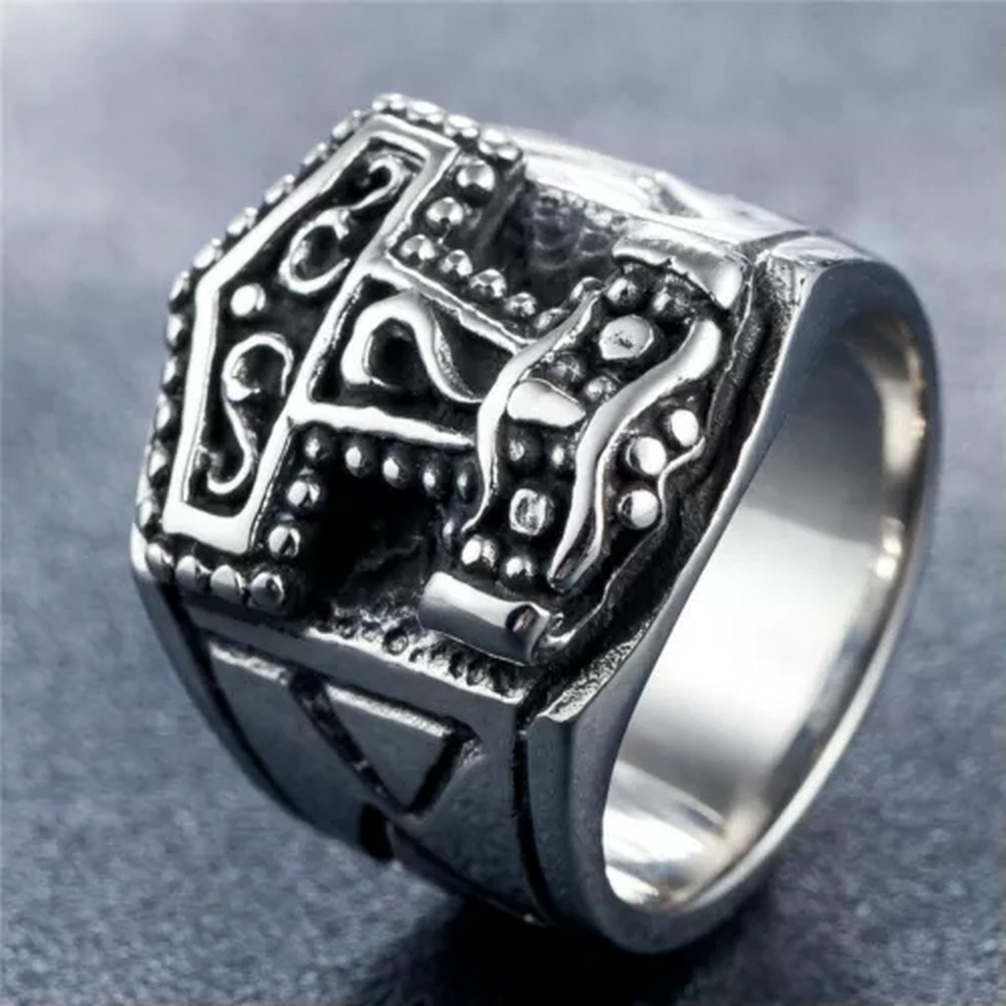 GKNET Viking Stainless Steel Biker Futhark Men Odin Ring Nordic Runes ...