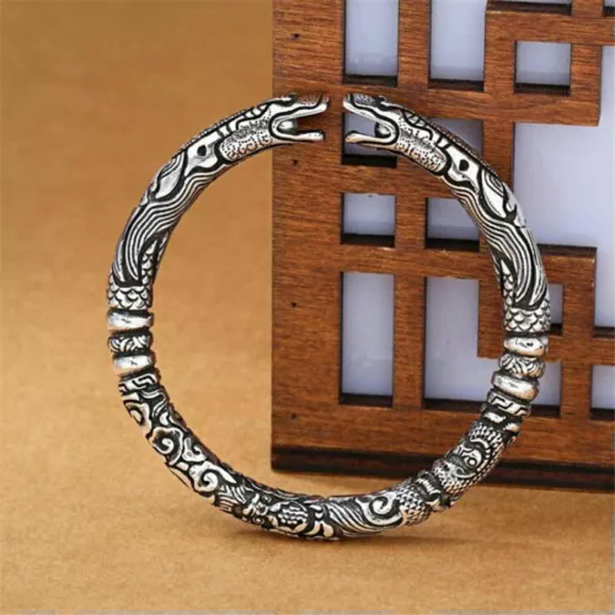 GKNET Vintage 925 Sterling Silver Bracelet Dragon Rusty Vintage New ...