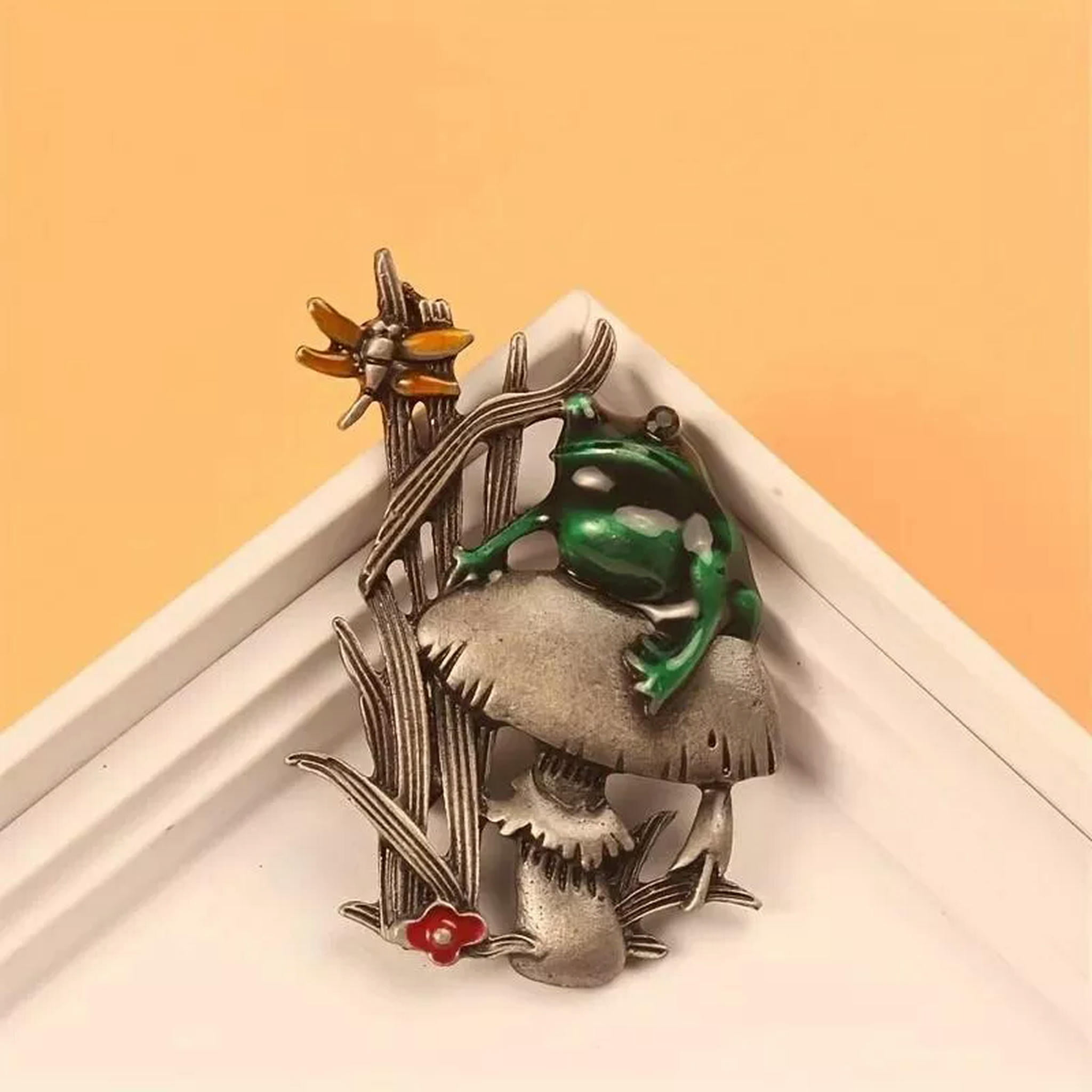 GKNET Vintage Cute Frog Brooches Unisex Enamel Mushroom Grasses Insects ...