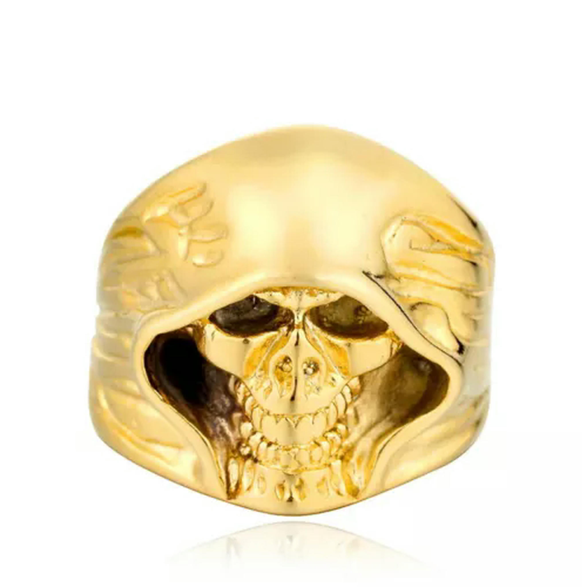 GKNET Vintage Fashion Alternative Stainless Steel Cloak Skull Head ...