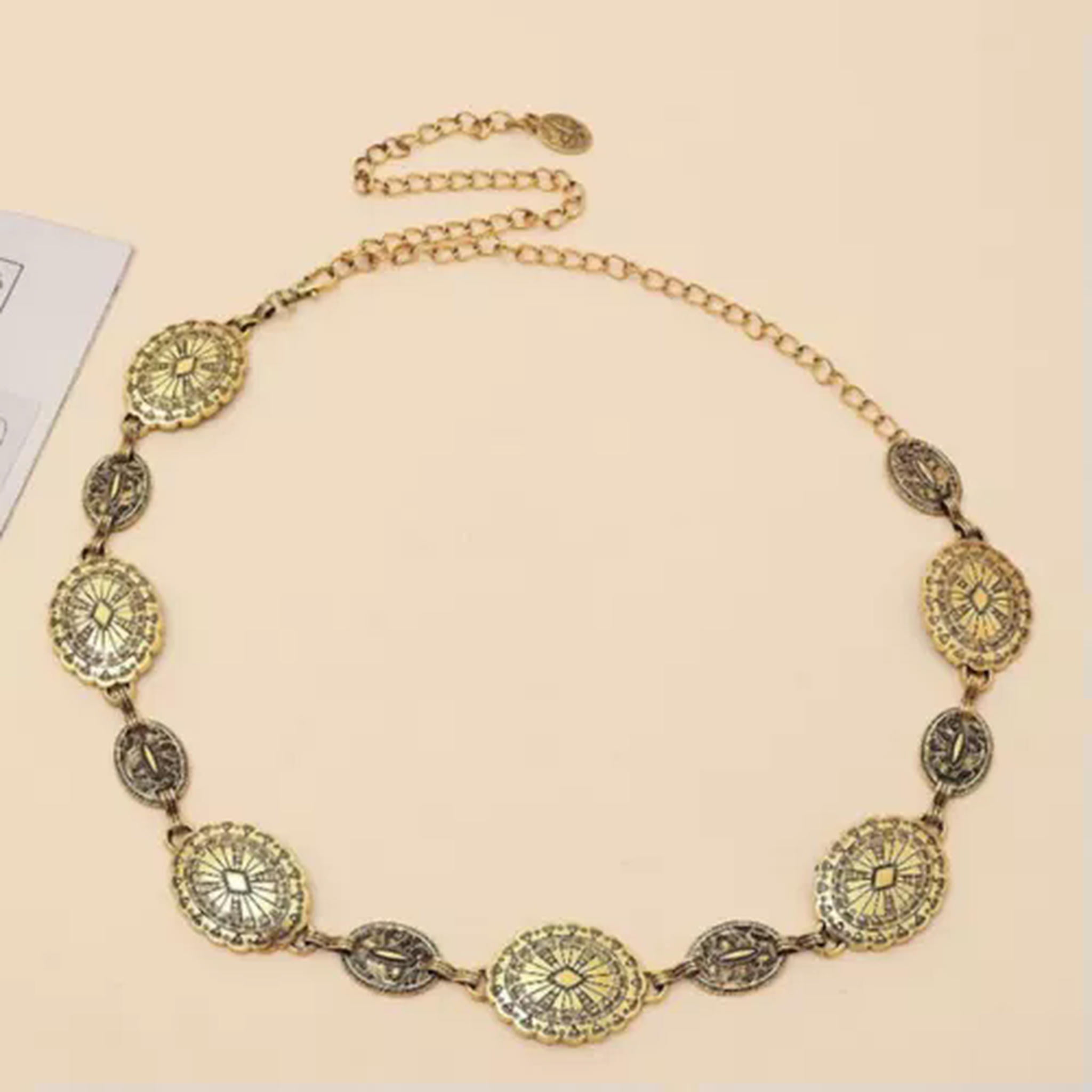 GKNET Vintage Metal Waist Chain For Women's High End Ethnic Storm Belt ...