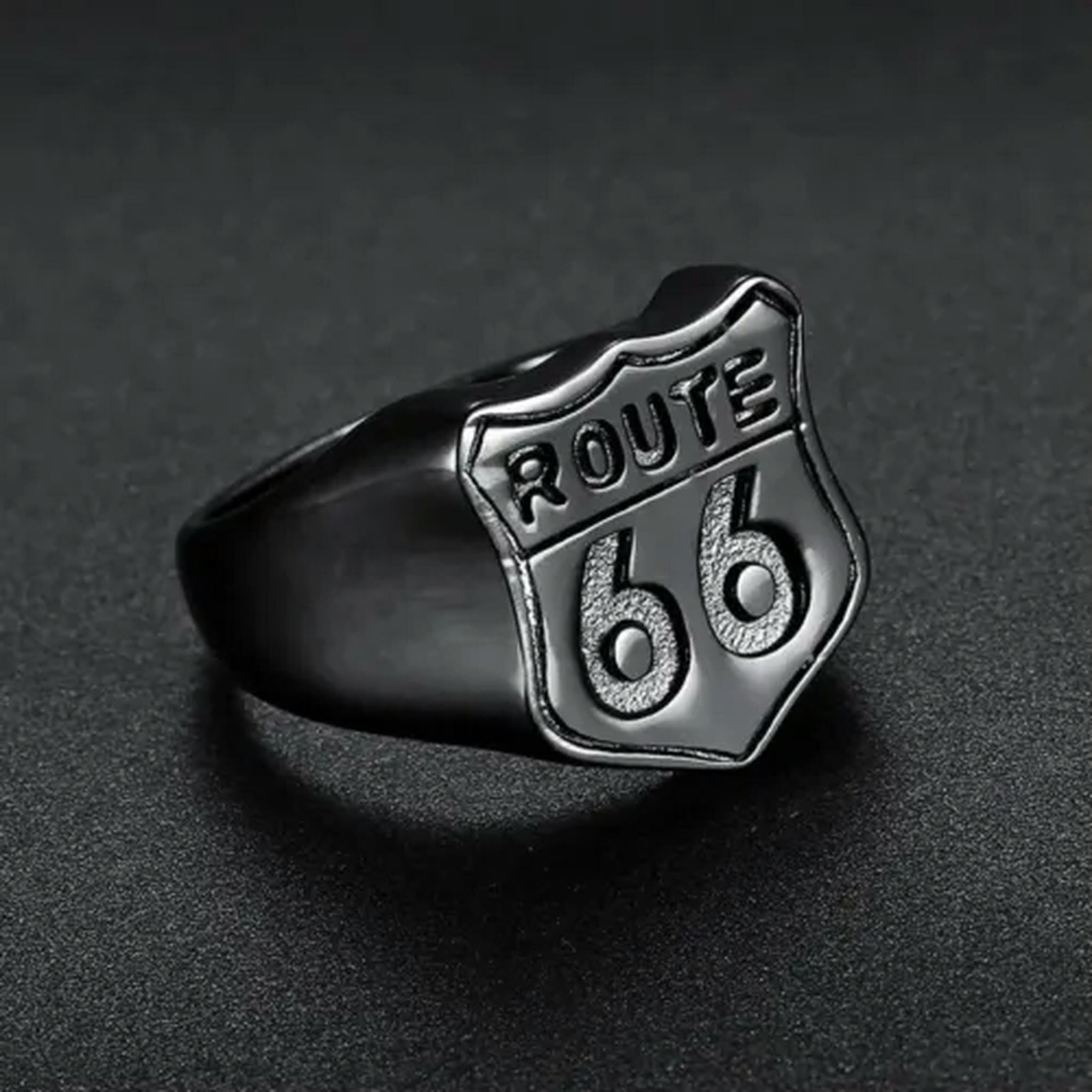 GKNET Vintage Motorcycle Ring US Route 66 Stainless Steel Rings Size 7 ...