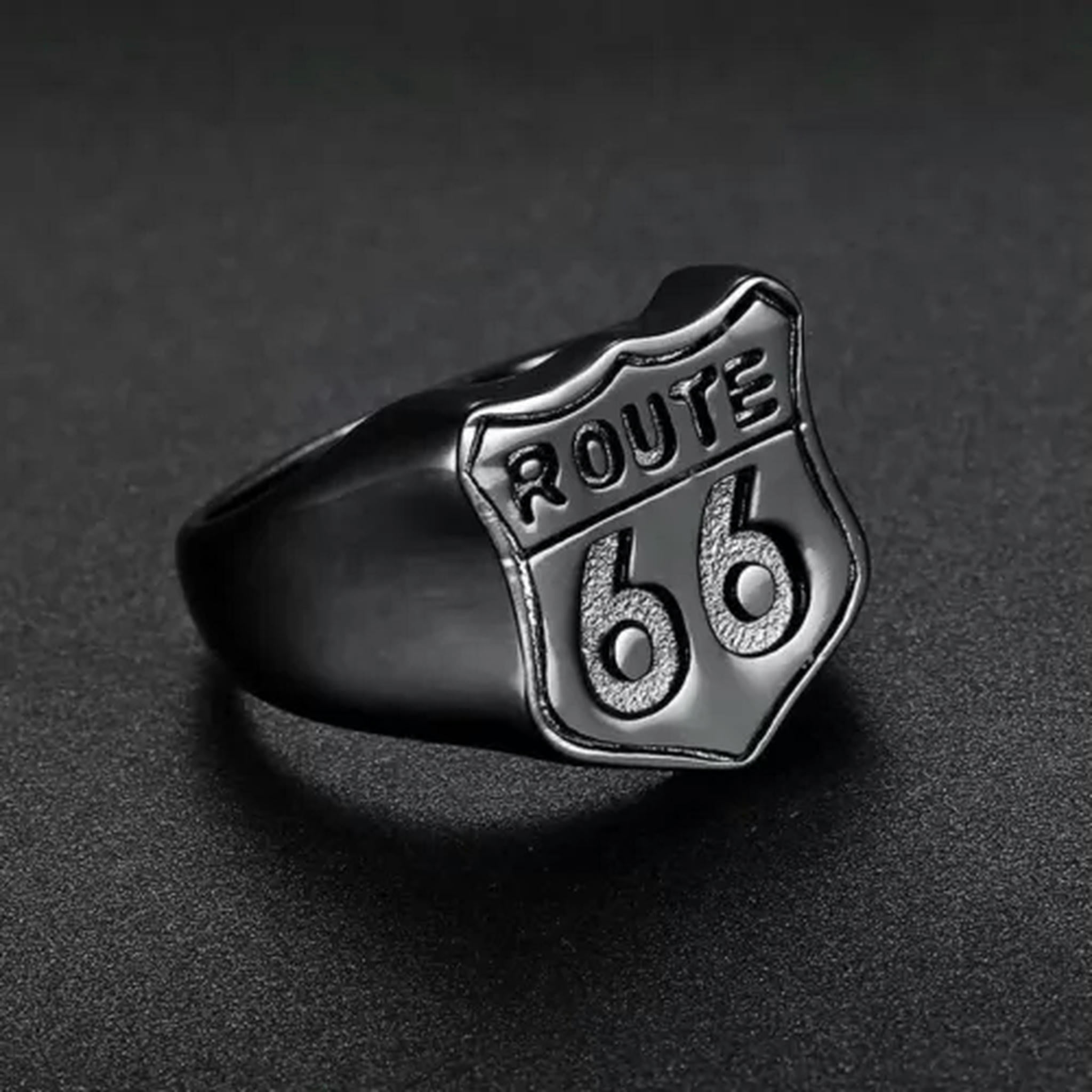 GKNET Vintage Motorcycle Ring US Route 66 Stainless Steel Rings Size 7 ...