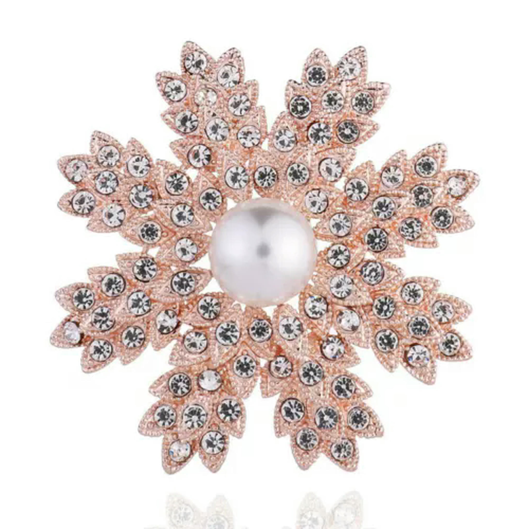 GKNET Wedding Crysatl Pearl Flower Snowflake Brooch Pin Costume Women ...