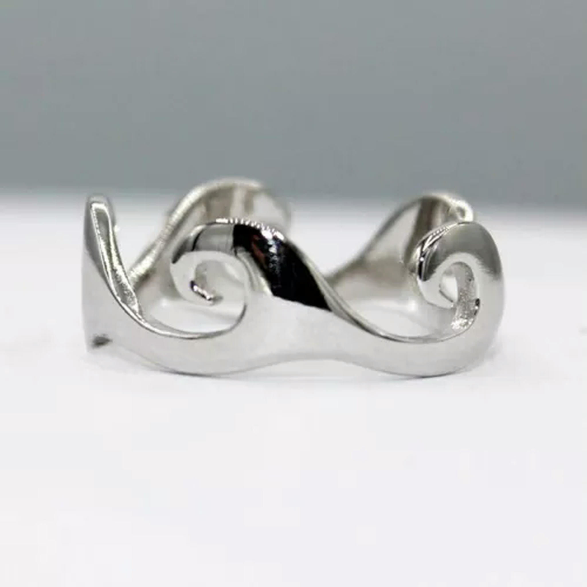 GKNET Women Personalized Waves Shape Ring Men 925 Silver Party Delicate Jewelry Sz 6-10-10 ...