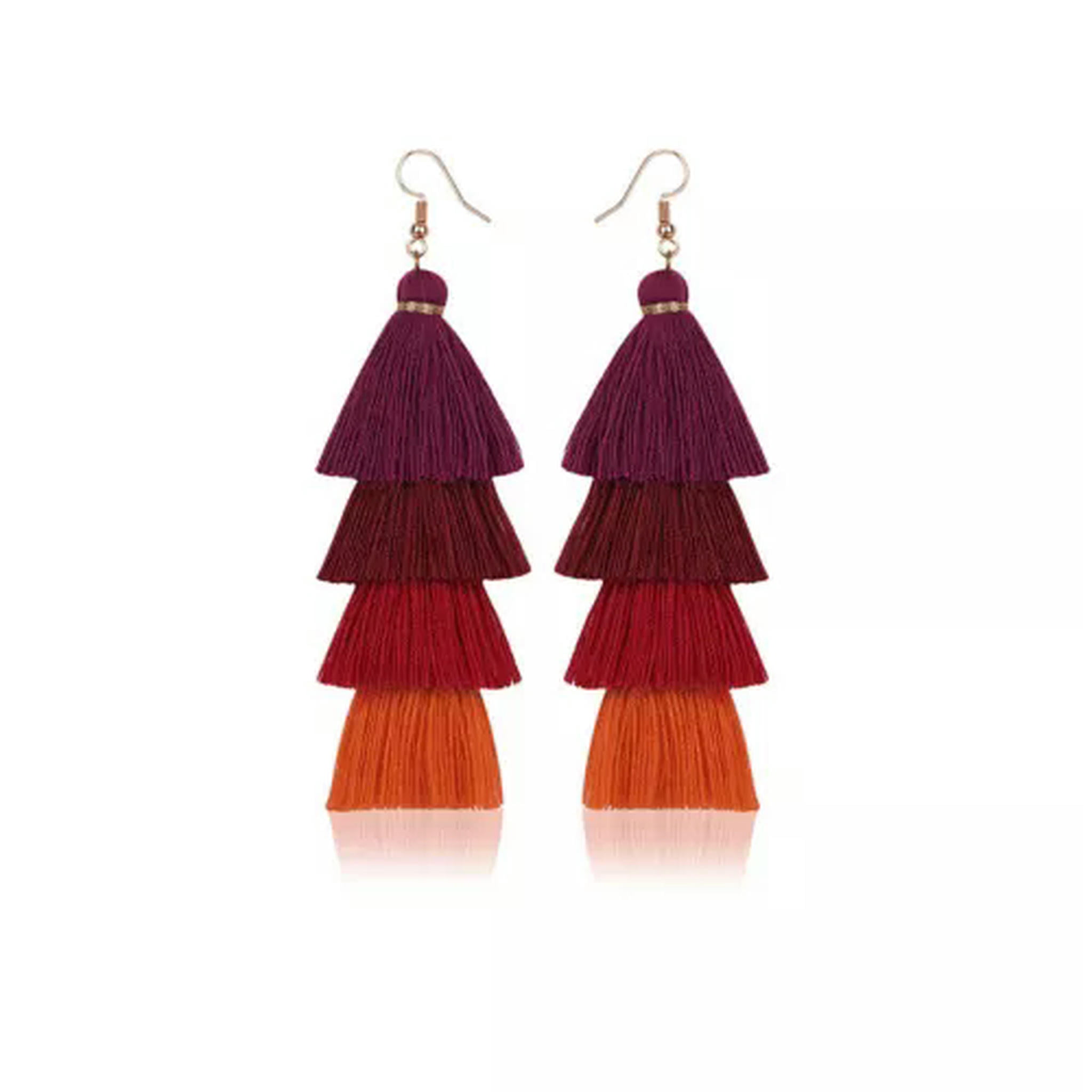 GKNET Women Vintage Bohemian Long String Tassels Drop Ethnic Dangle ...