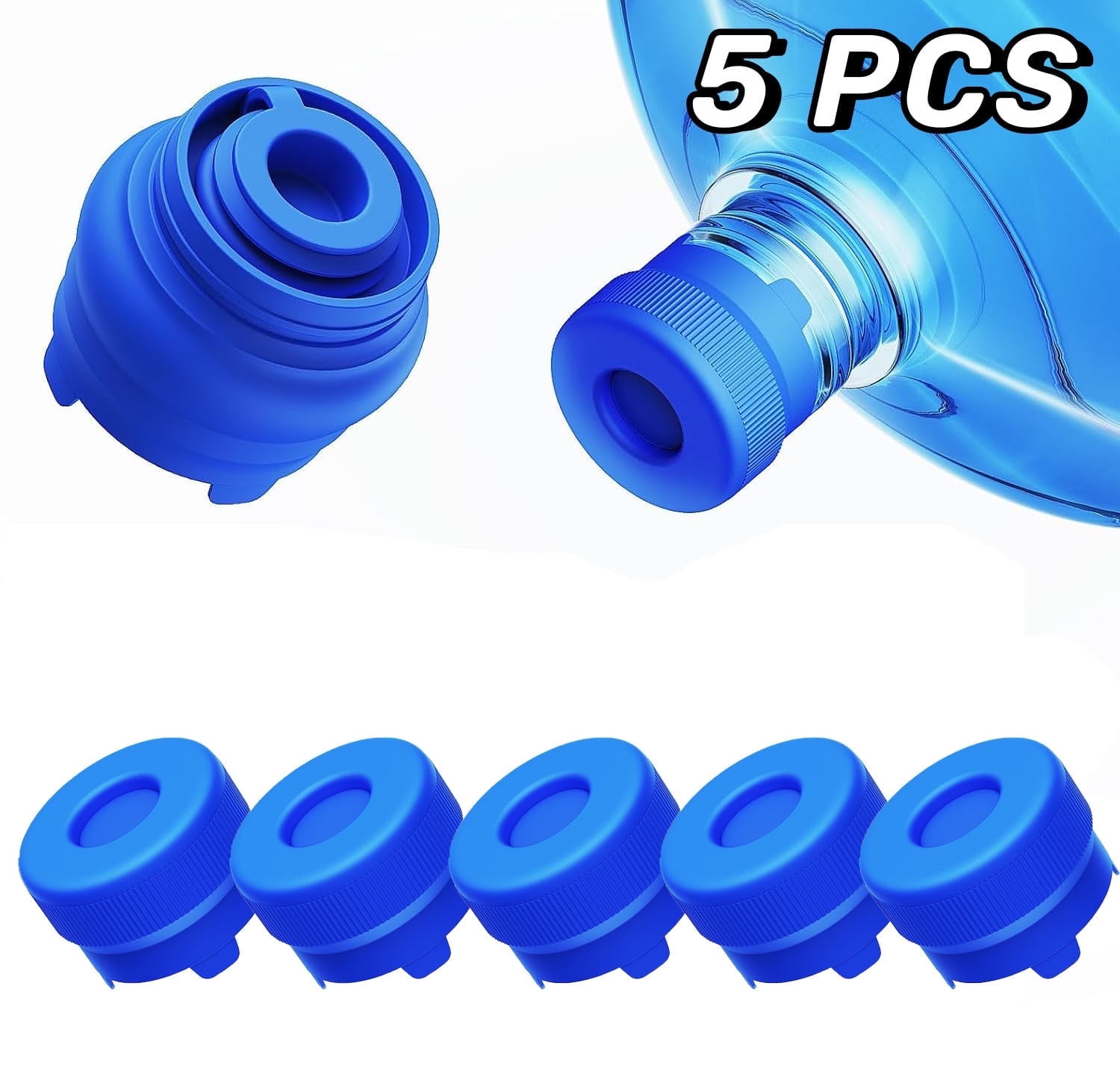 Gkcity Reusable Silicone Water Jug Caps, Fits 2 to 5 Gallon Water Jugs ...
