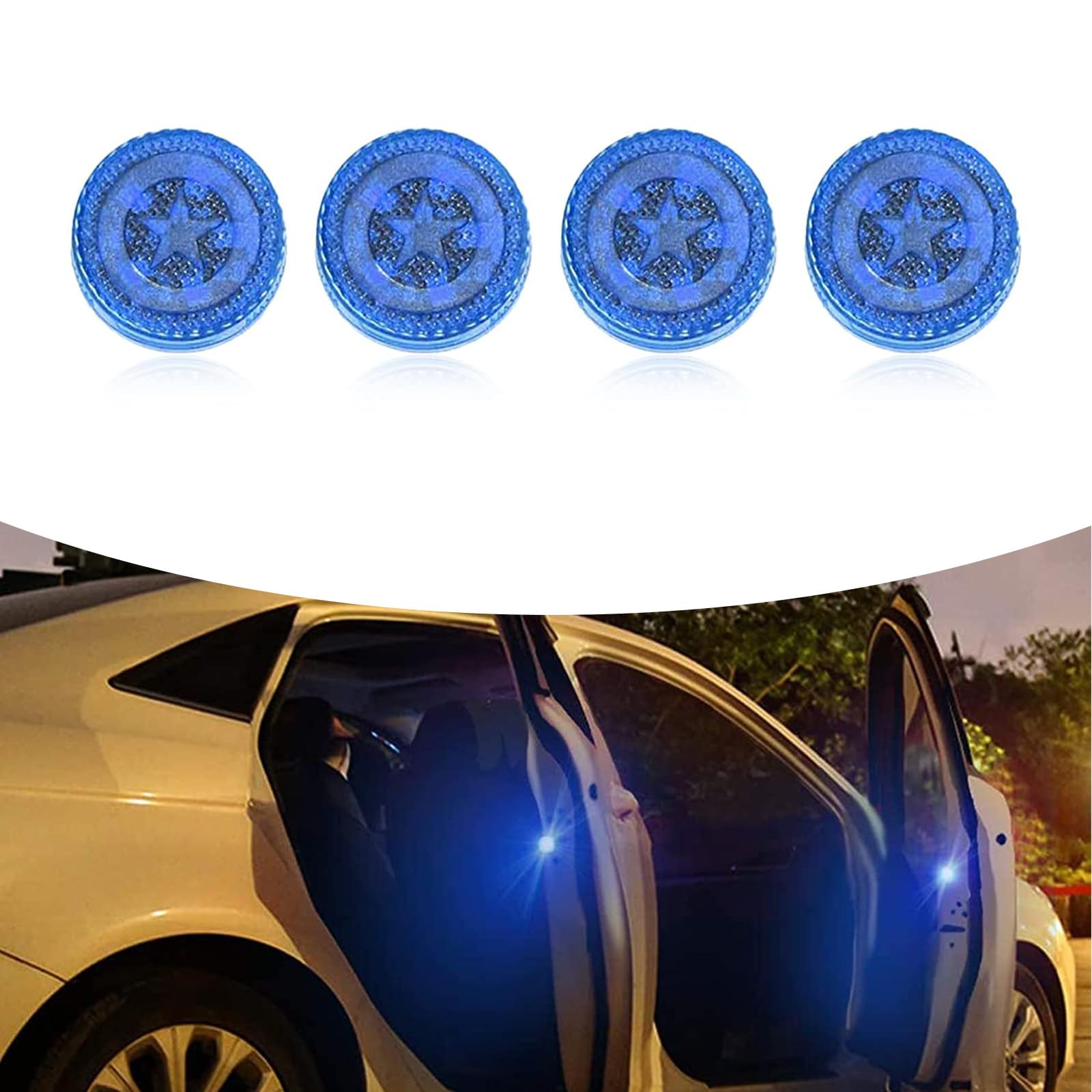 GKmow Pack-4 Car Door RE32 Warning Light, 12V Flashing Anti-collision ...