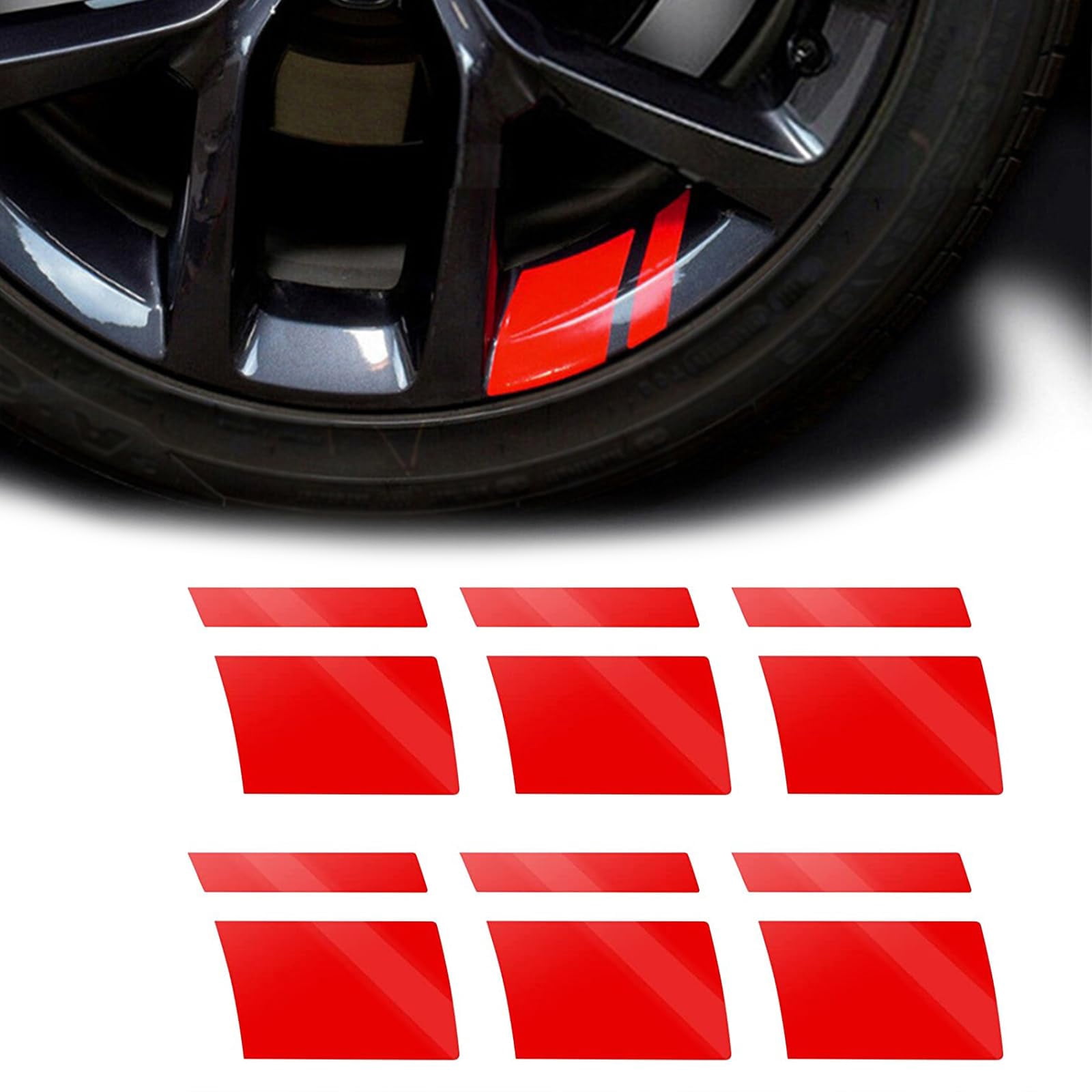 GKmow Pack-6 Car Reflective IFF17 Stickers, Car Wheel Rim Stripe Decals ...