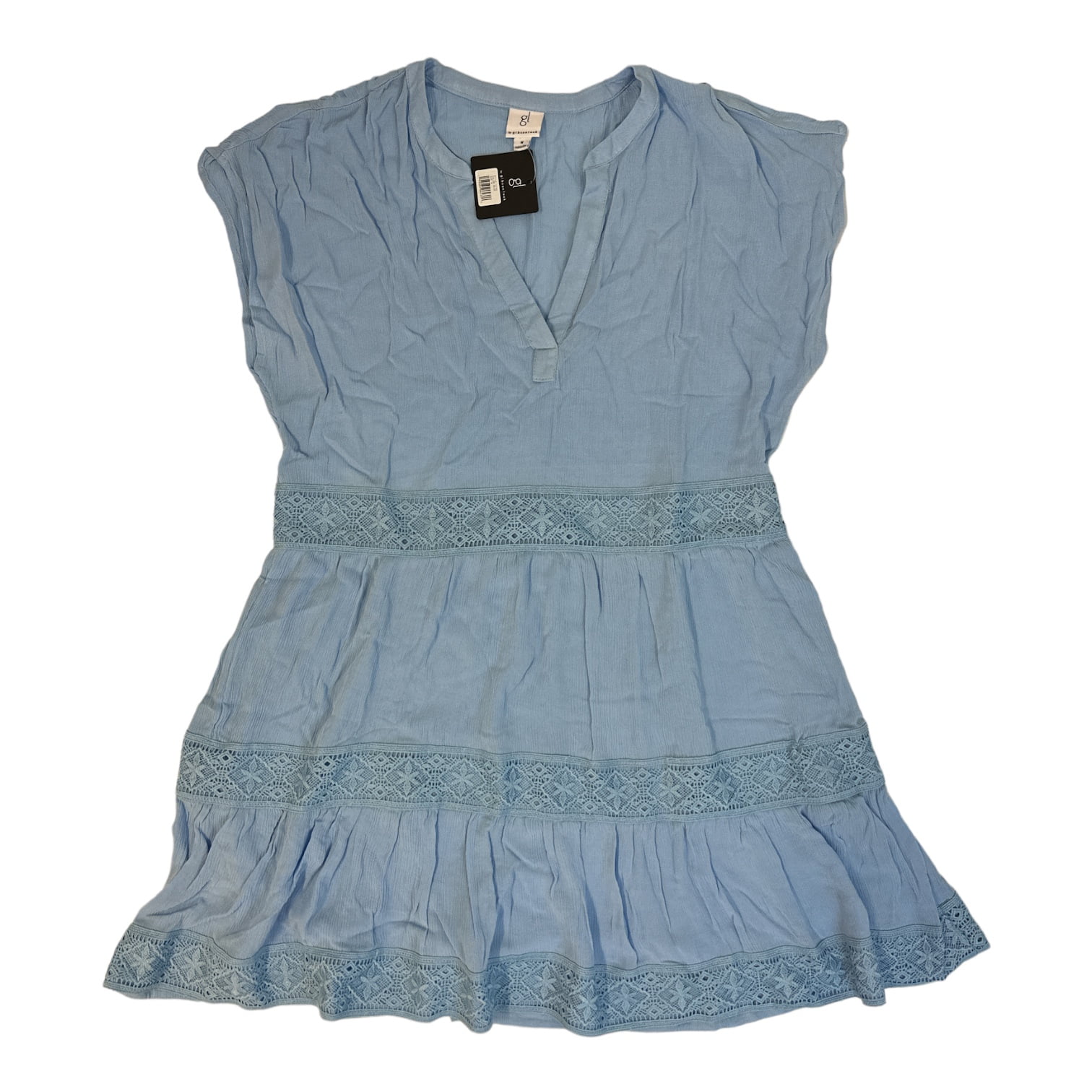 GL By Gibsonlook Women's Split Neck Tiered Easy Fitting Dress (Blue ...