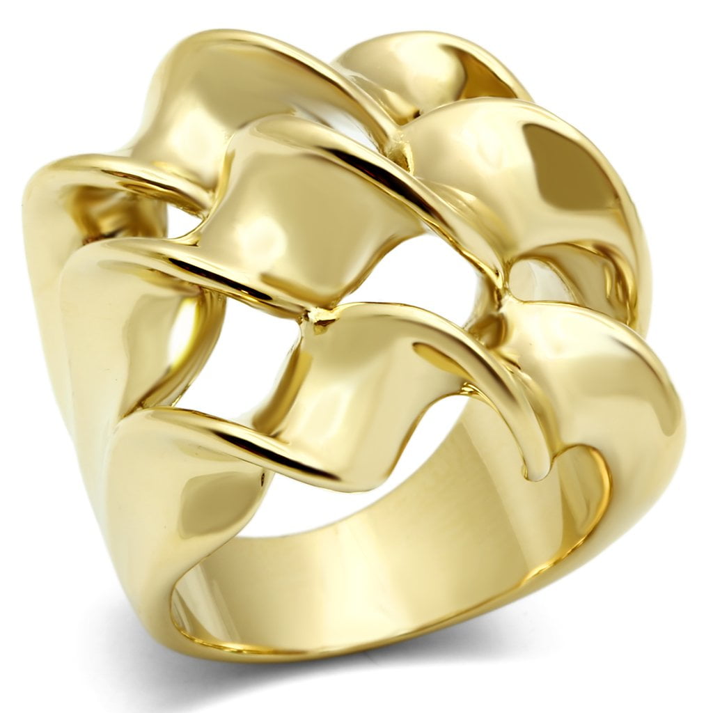 IP Gold(Ion Plating) Brass Ring with No Stone for Women Style GL288 ...