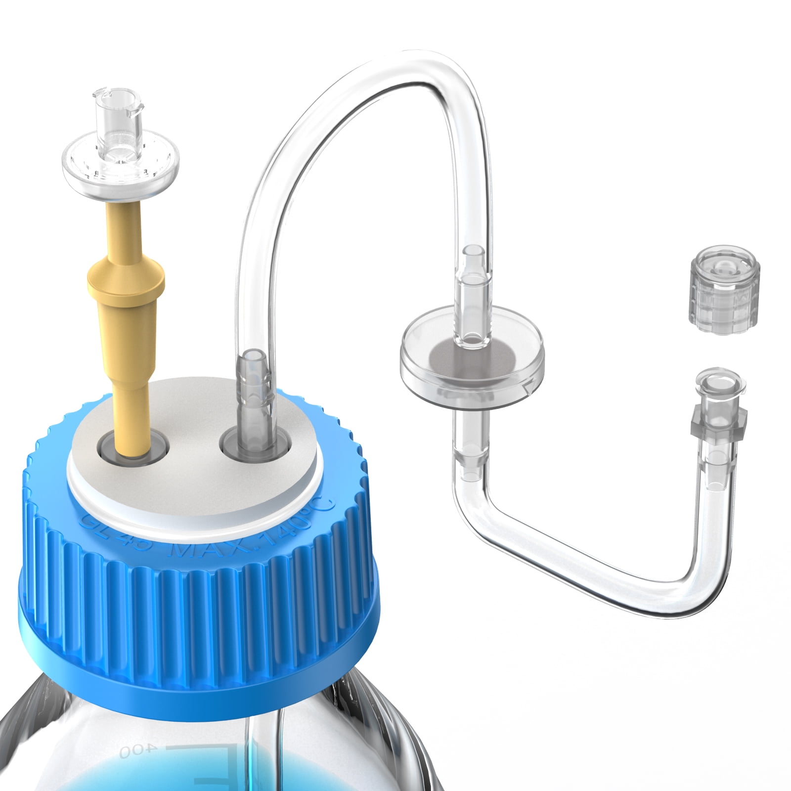 GL45 Liquid Media Extractor Cap,Blue GL45 Safety Cap with Self-Healing ...