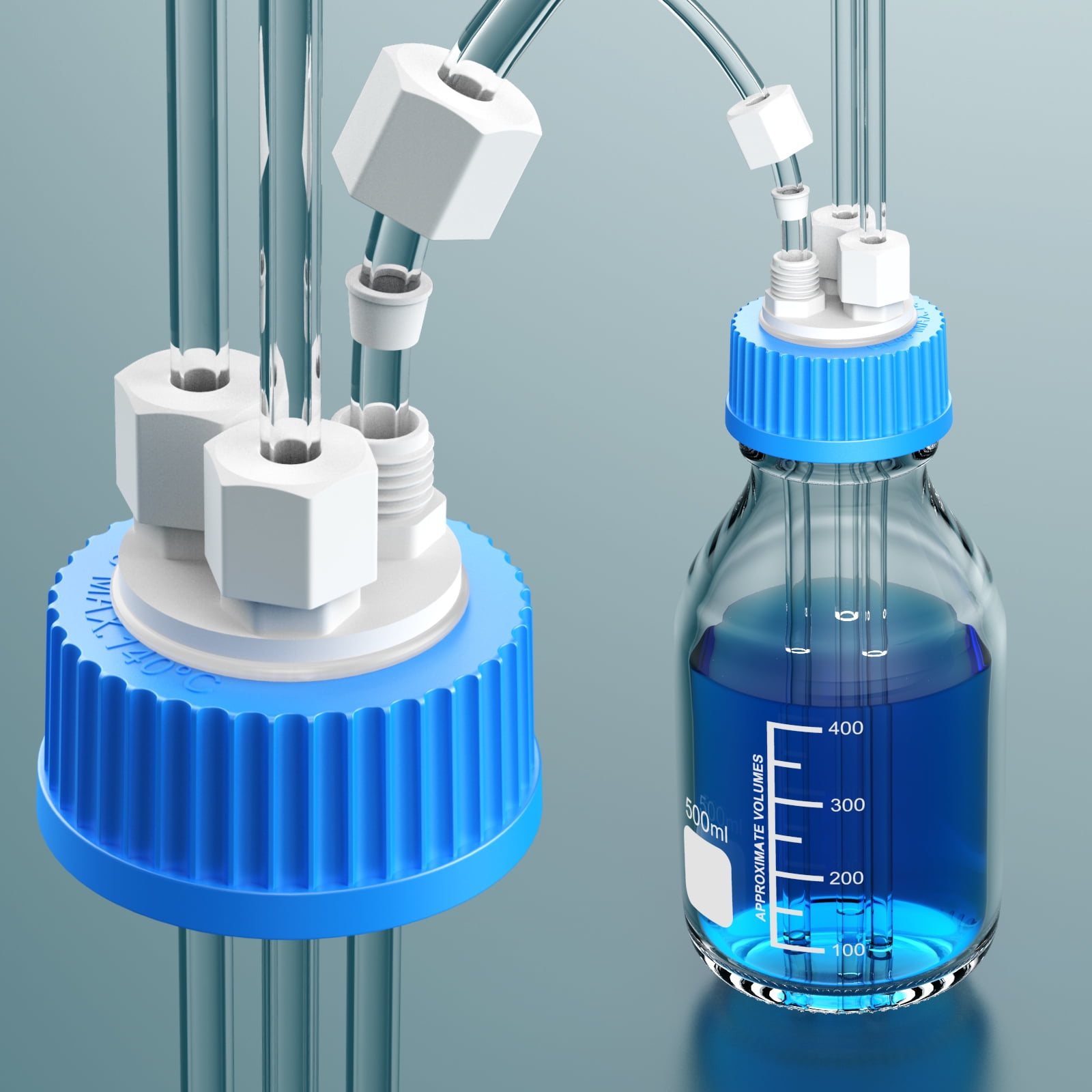 GL45 Multiple Distributor Blue Liquid Chromatography Waste Cap,HPLC ...