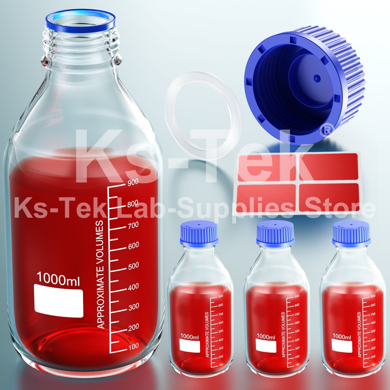 GL45 Reagent Bottle 1000ML Liquid Media Extractor Vial Laboratory ...