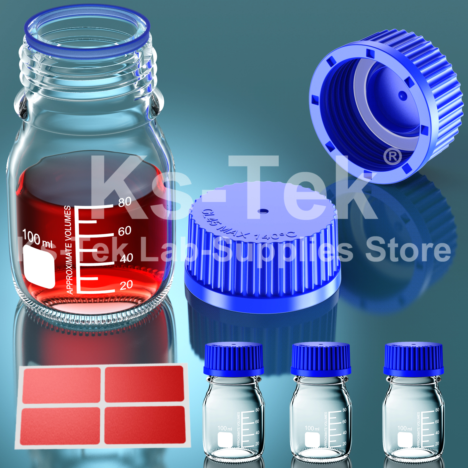 GL45 Reagent Bottle 100ML Liquid Media Extractor Vial Laboratory ...