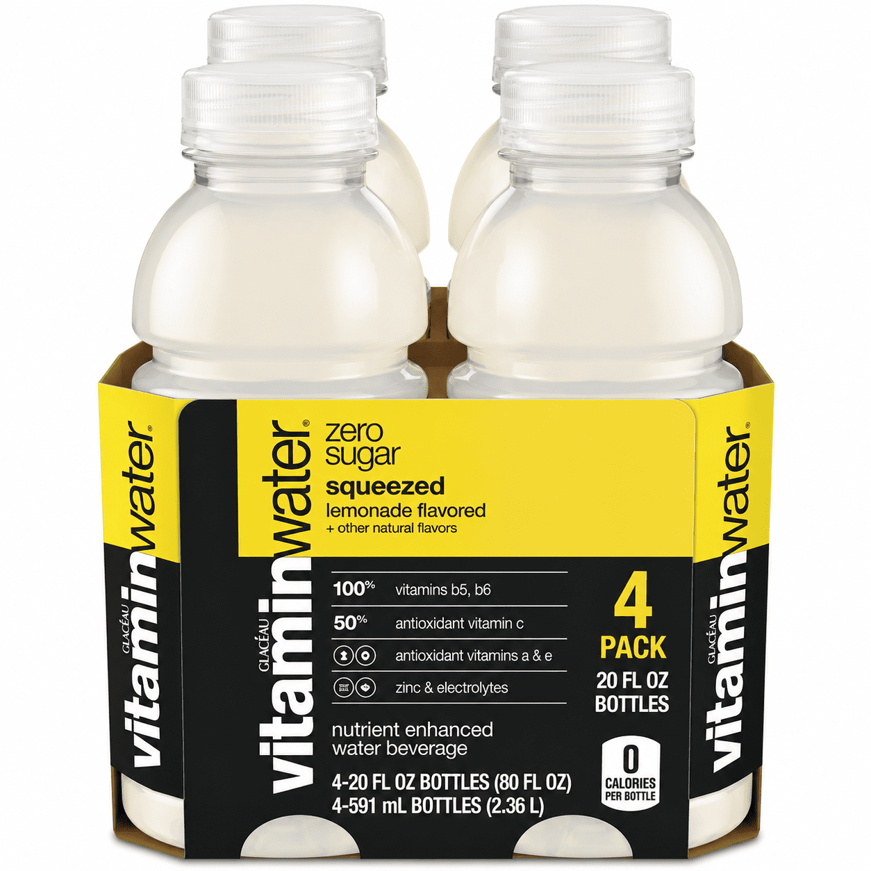 GLACÉAU Vitaminwater Zero Sugar Squeezed Lemonade Flavored Nutrient ...