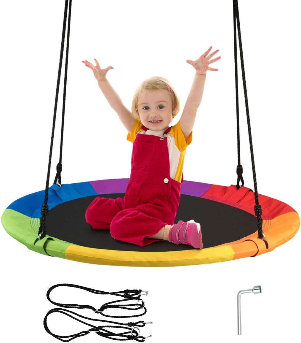 GLACER 40 Inch Saucer Tree Swing for Kids, Round Indoor Outdoor ...