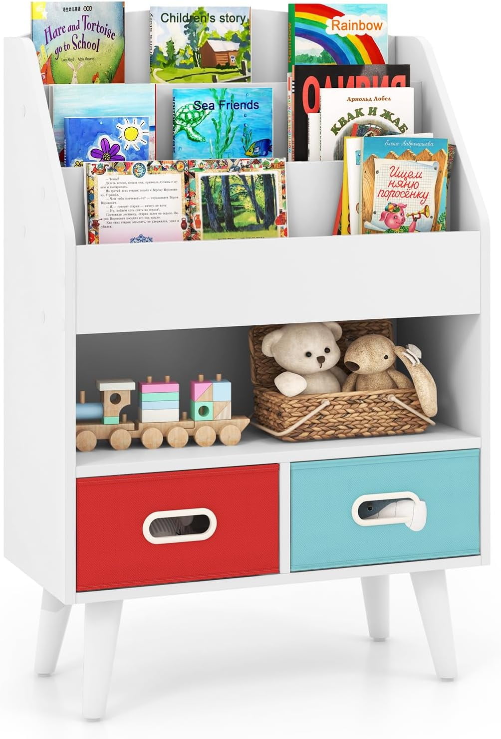 GLACER 5-Tier Kids Bookshelf,Wooden Children’s Book Rack with Toy ...