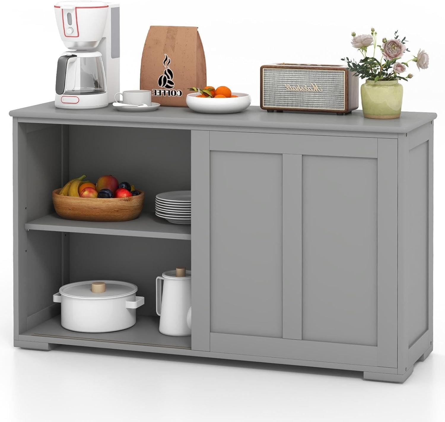 GLACER Buffet Cabinet, Stackable Kitchen Cabinet w/Adjustable Shelves ...