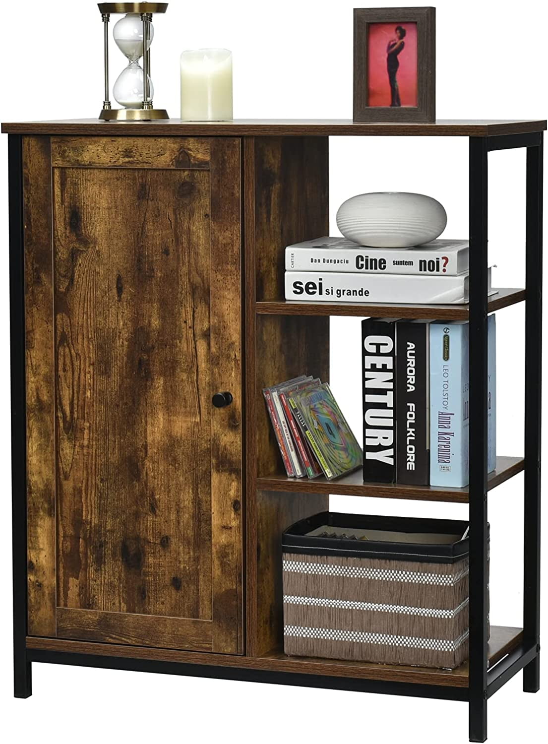 GLACER Industrial Style Floor Cabinet, Multifunctional Floor Storage ...