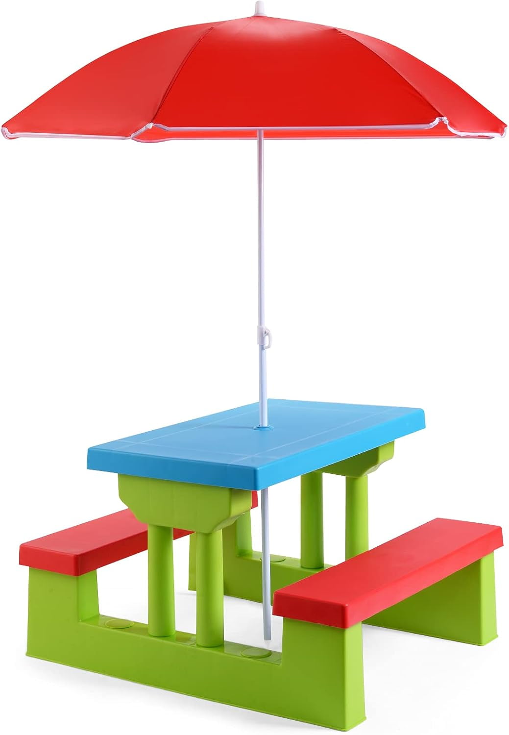 GLACER Kids Picnic Table, Portable Kids Outdoor Furniture w/Removable ...