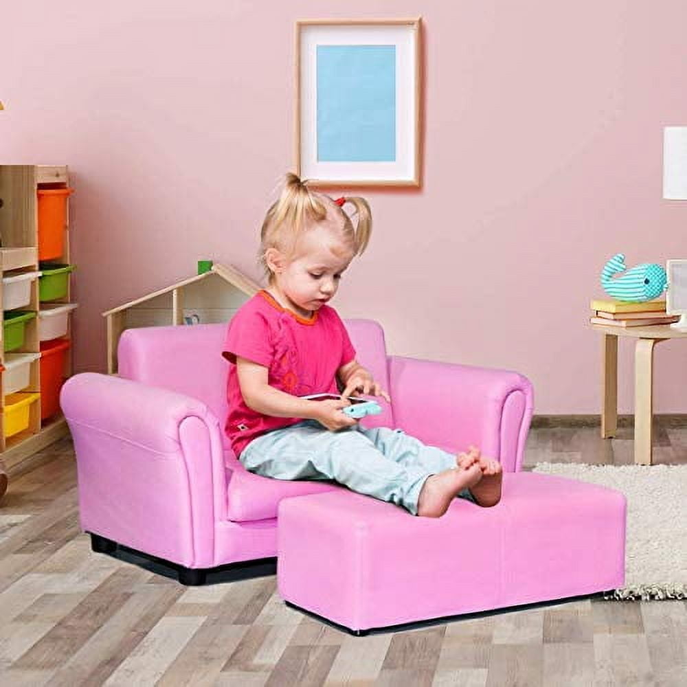 GLACER Kids Sofa with Footstool, Upholstered Toddler Couch Chair for ...