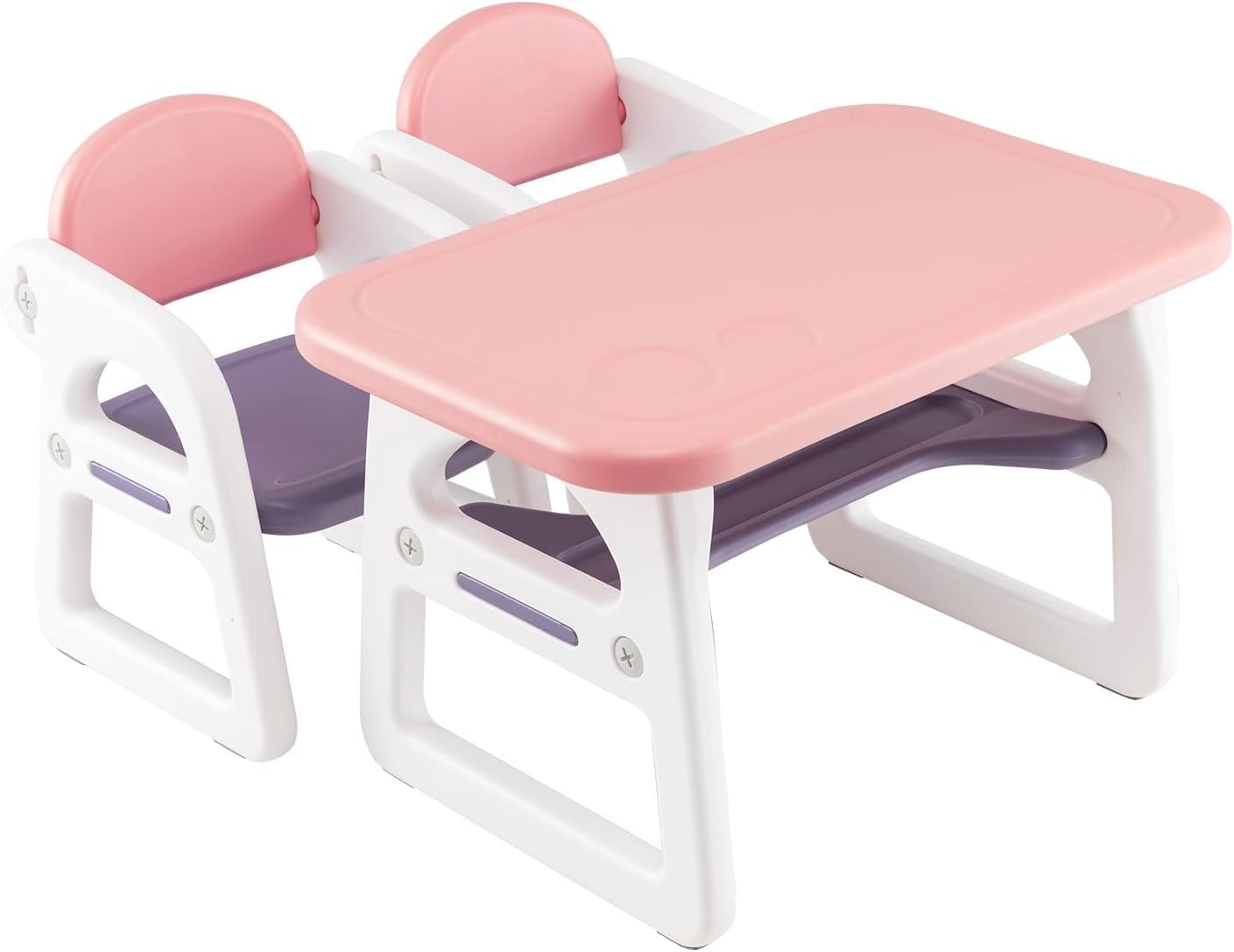 GLACER Kids Table and Chairs, 3-Piece Plastic Activity Table w/Building ...
