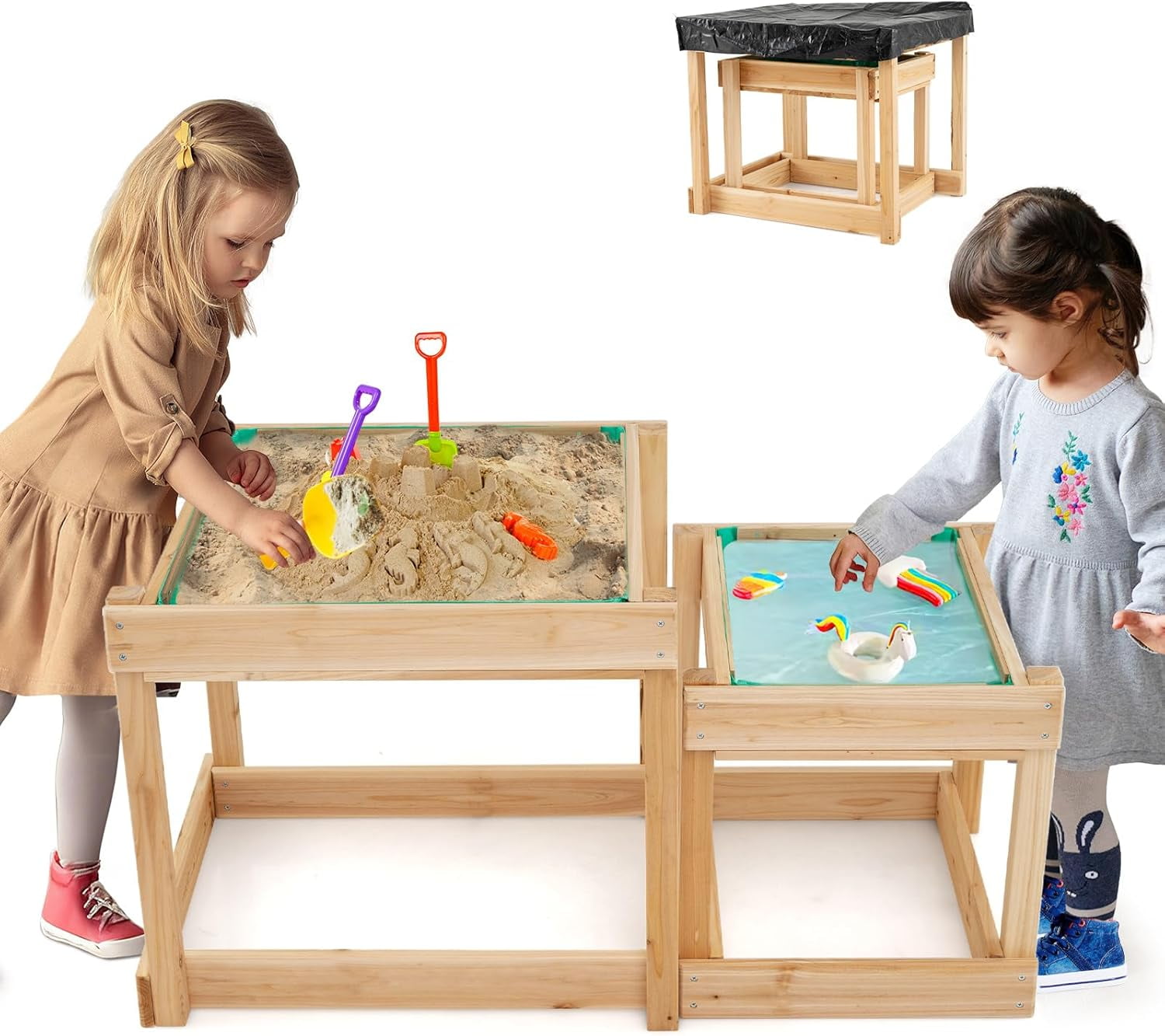 GLACER Sand Table, Space-Saving Toddler Activity Table with Built-in ...