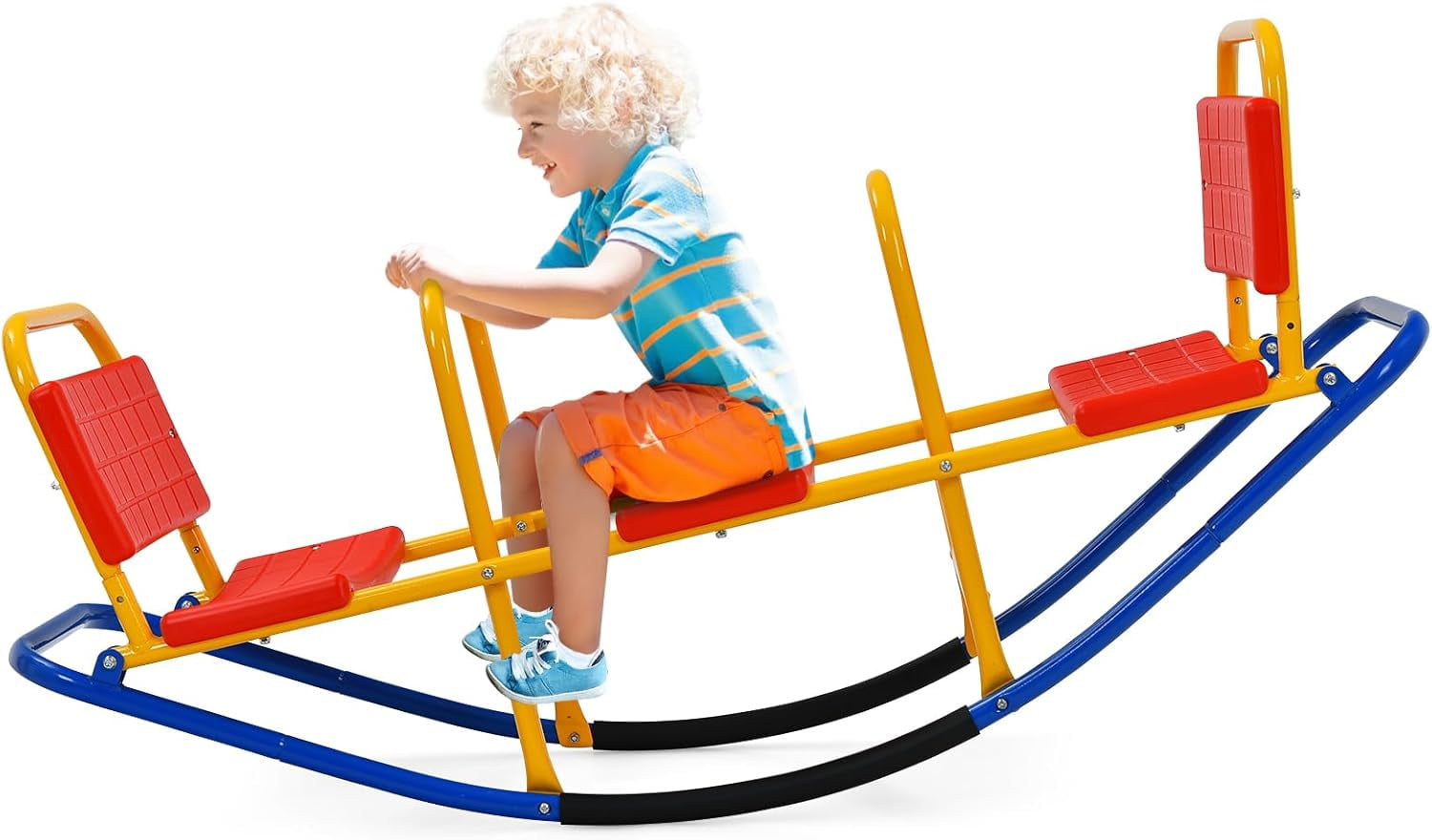 GLACER Teeter Totter Seesaw for Kids, 3-Person Metal Rocking Seesaw for ...