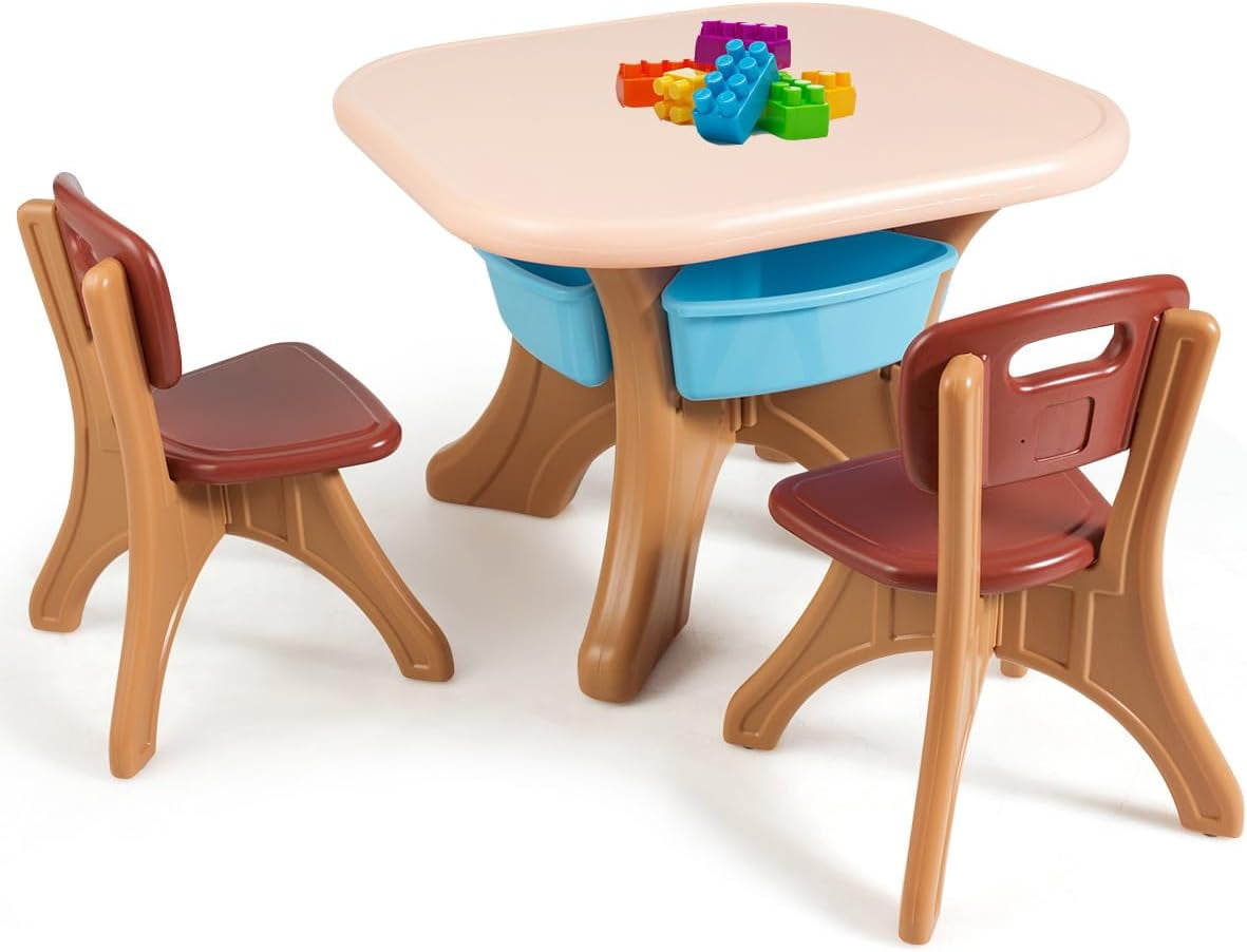 GLACER Toddler Table and Chair Set - 3 Pieces Children Activity Table w ...