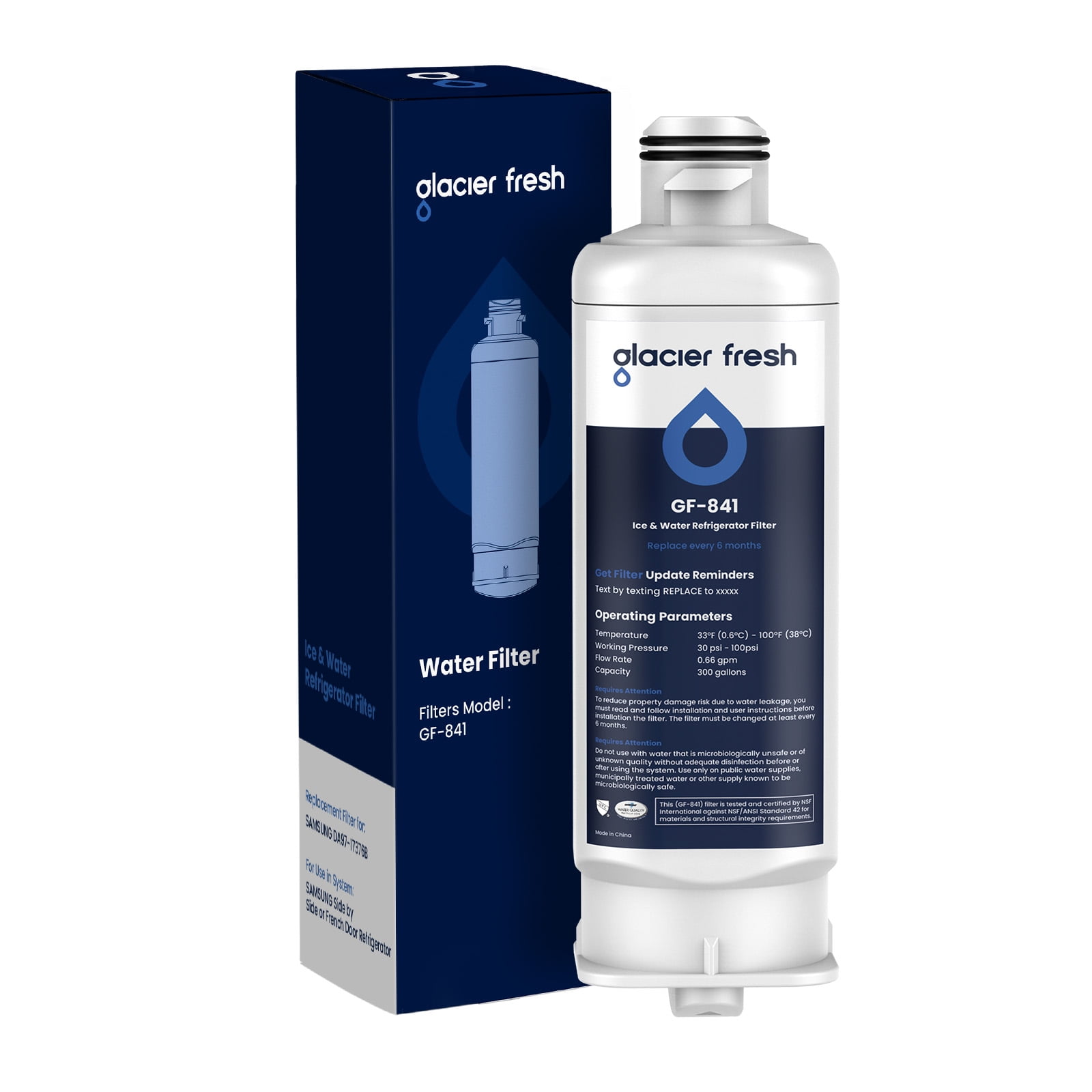 GLACIER FRESH Replacement Water Filter for DA97-17376B,DA97-08006C,HAF ...
