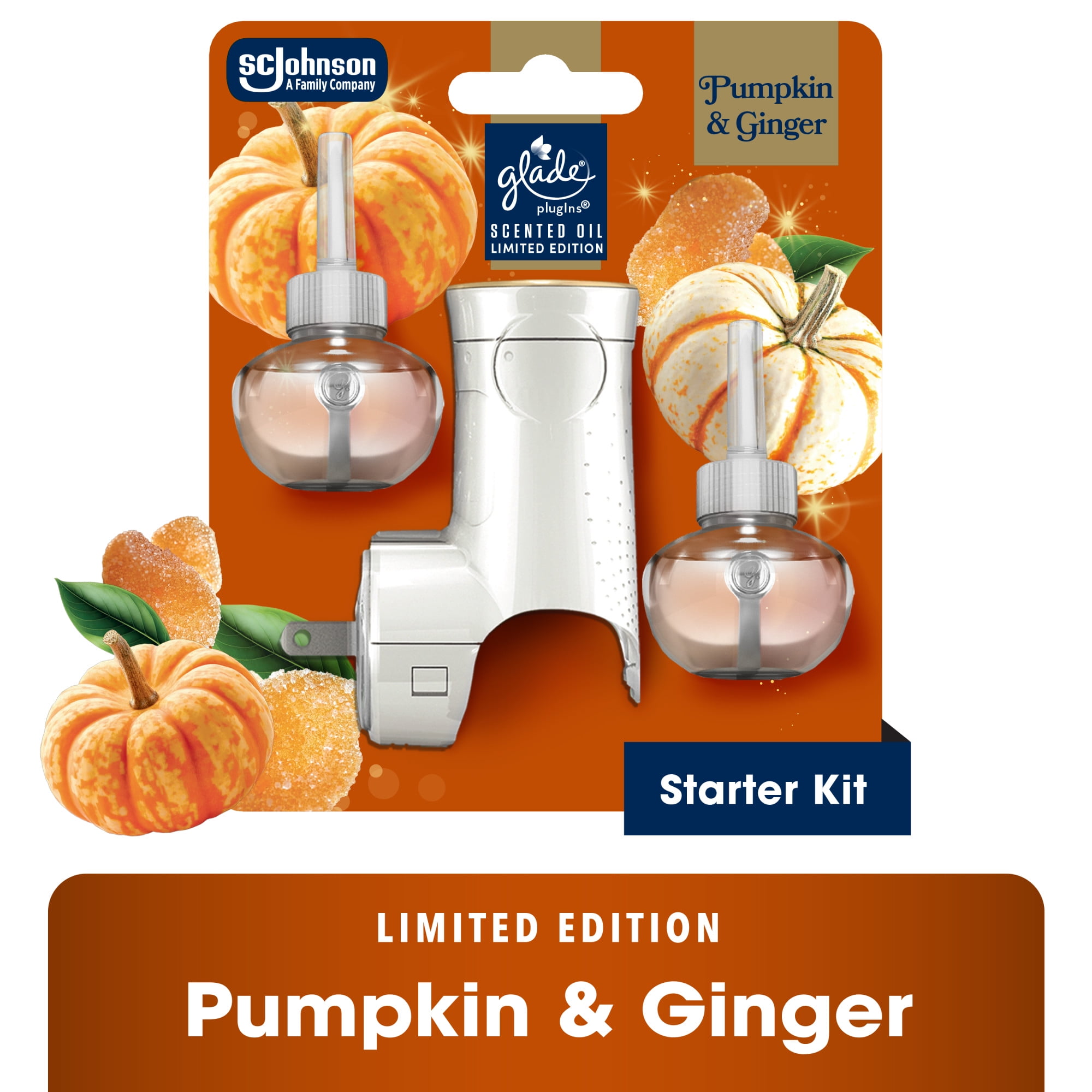 Glade® PlugIns® Refills Air Freshener, Christmas Holiday Pumpkin & Ginger, 1.34oz., 1 Warmer + 2 ...