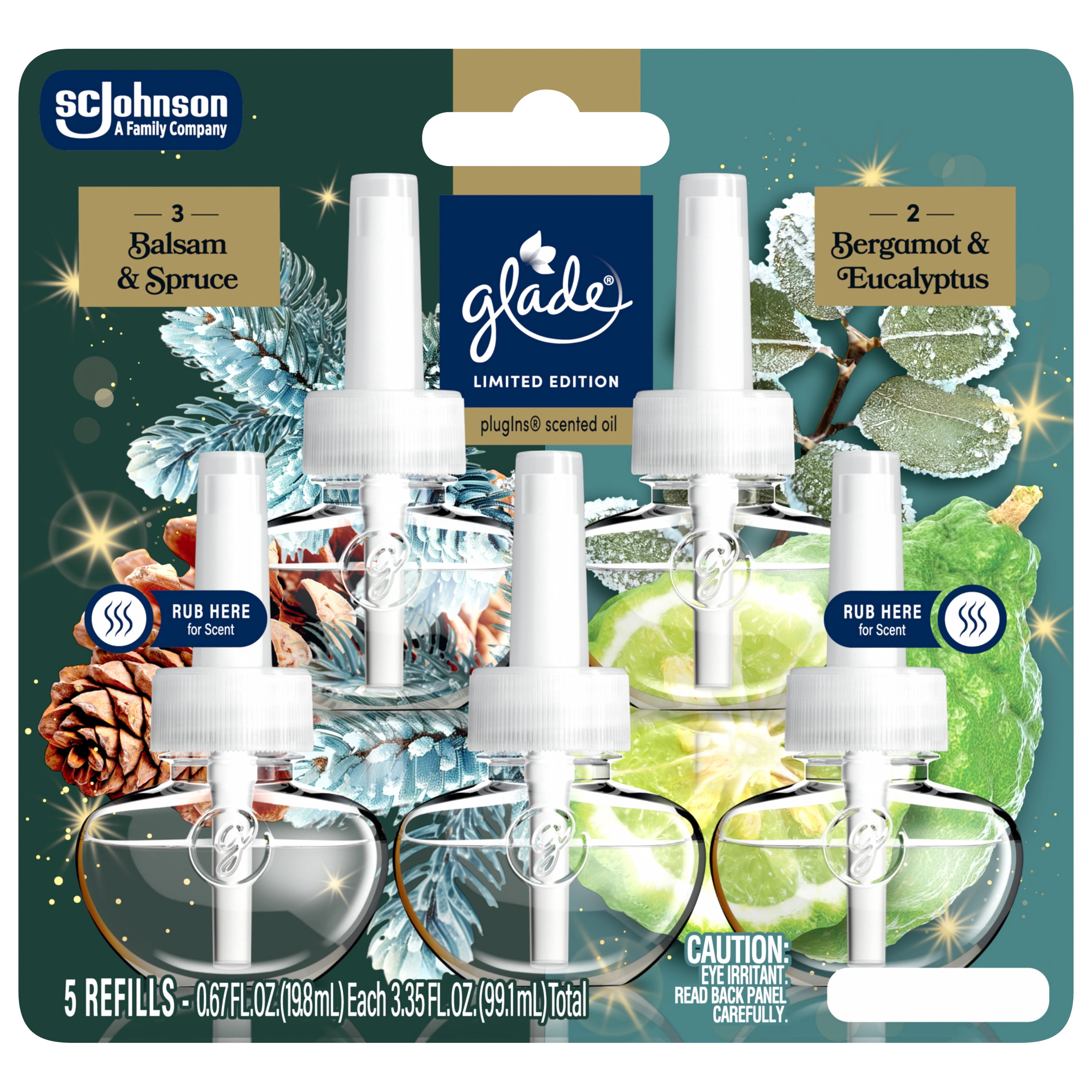 GLADE® PISO 5 CT MIXED REFILL LTO BALSAM & SPRUCE + BERGAMOT & EUCALYPTUS - Walmart.com