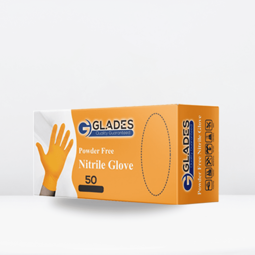 GLADES™ Orange Disposable Nitrile Gloves | 8mil Heavy Duty Diamond Grip Gloves | Powder Free ...