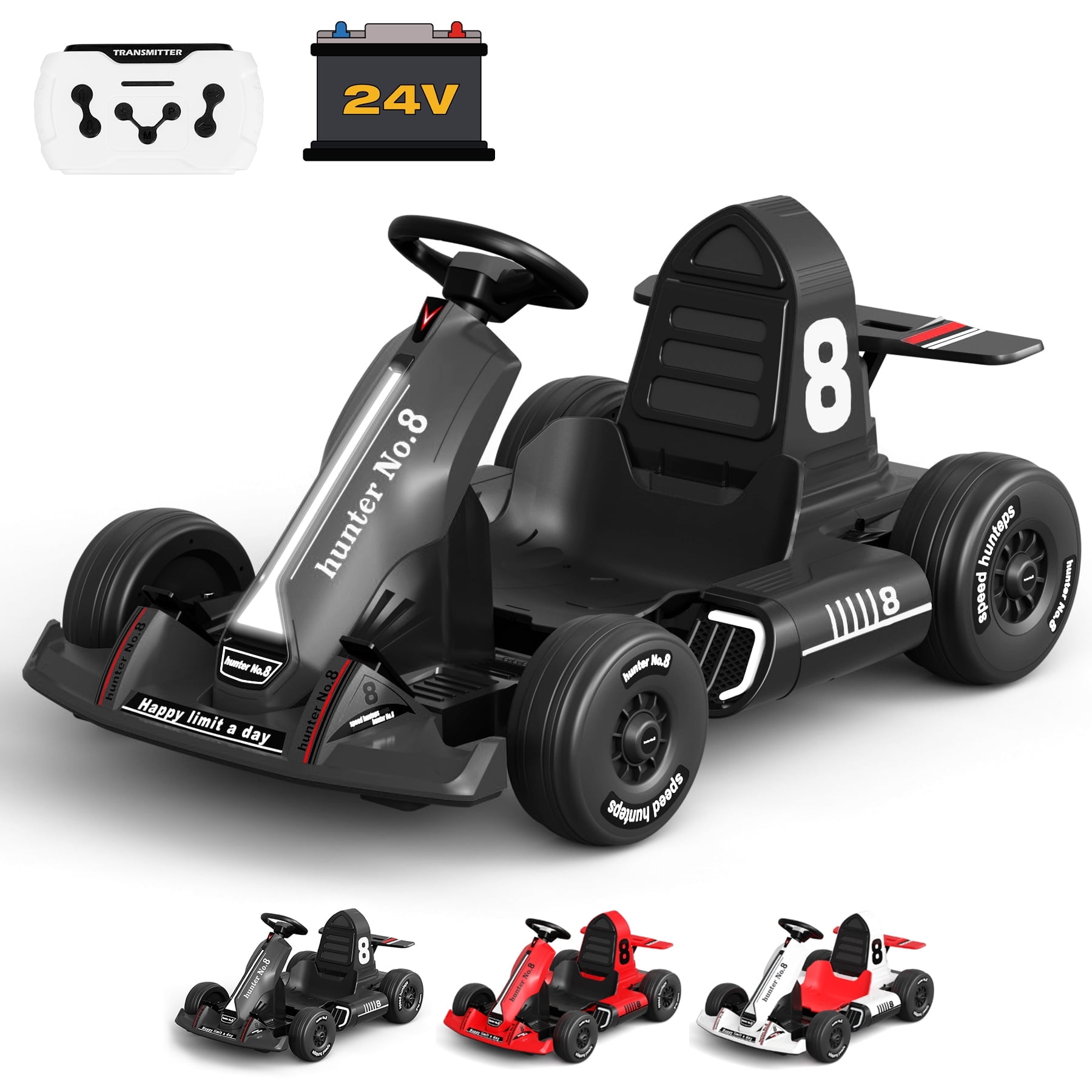 GLAF 24V 7AH Electric Go Kart for Kids, 550W Powerful Motor, 8MPH Ride ...