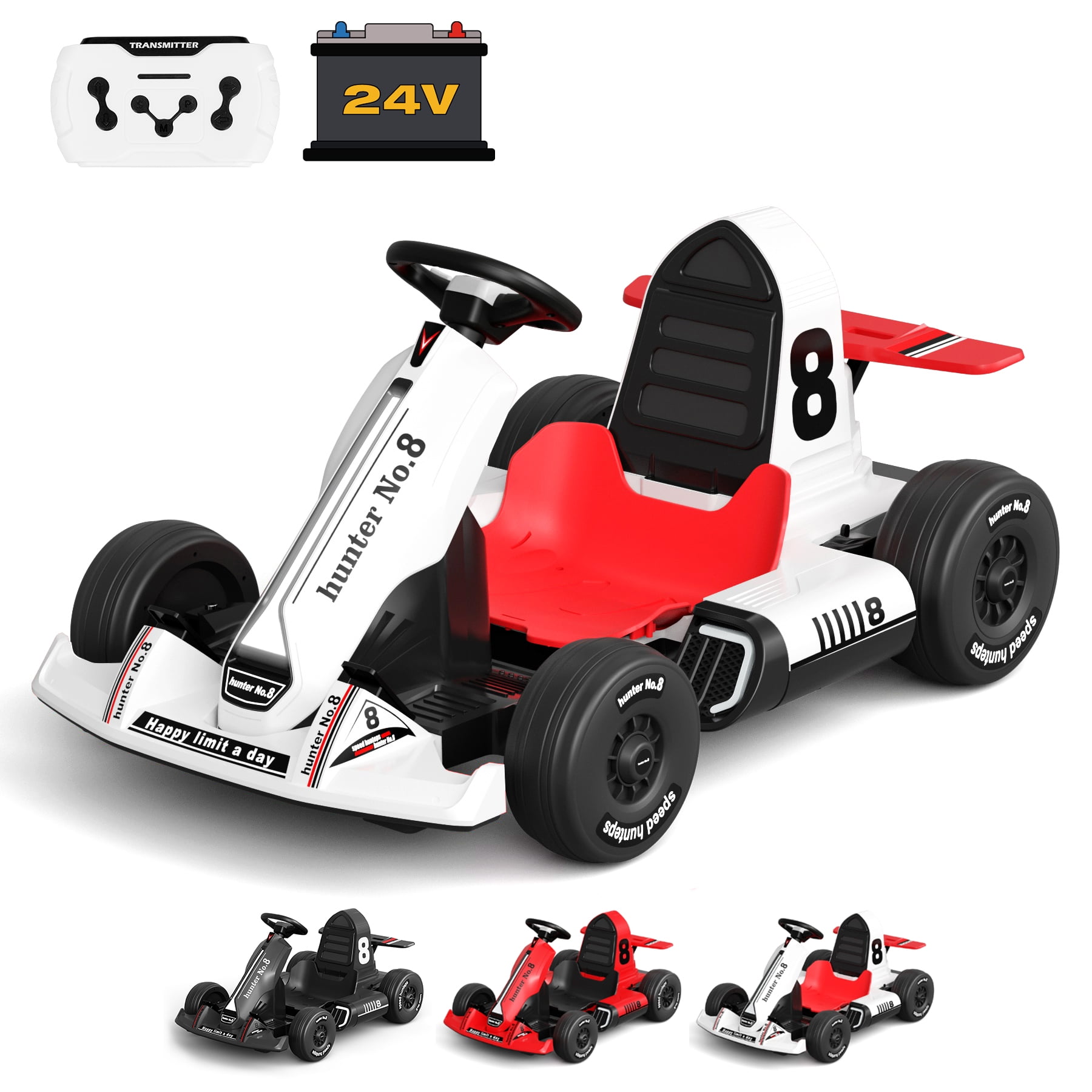 GLAF 24V 7AH Electric Go Kart for Kids, 550W Powerful Motor, 8MPH Ride ...