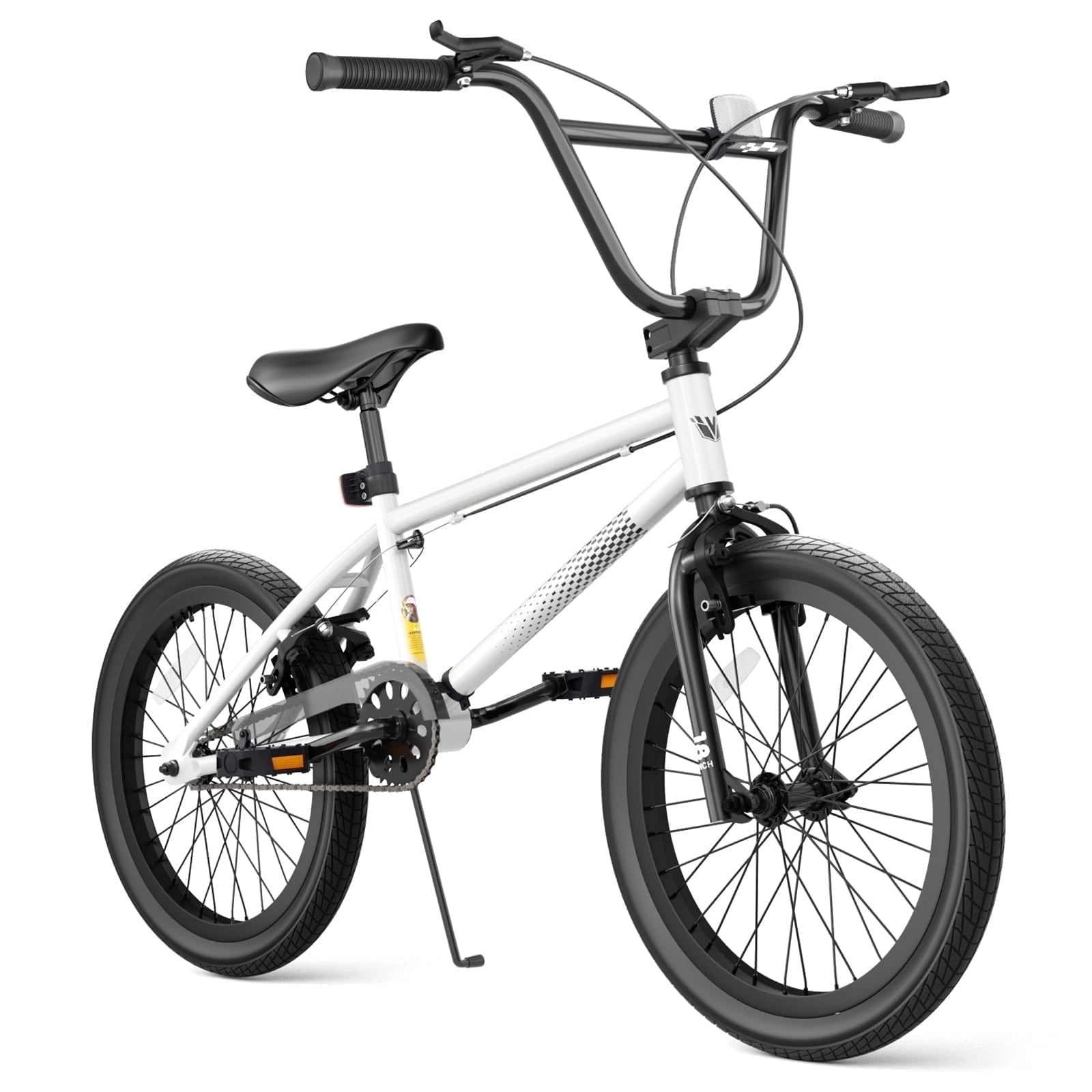 GLAF Freestyle BMX Bike, 18 inch White Trick Bicycle for Kids Teen and ...