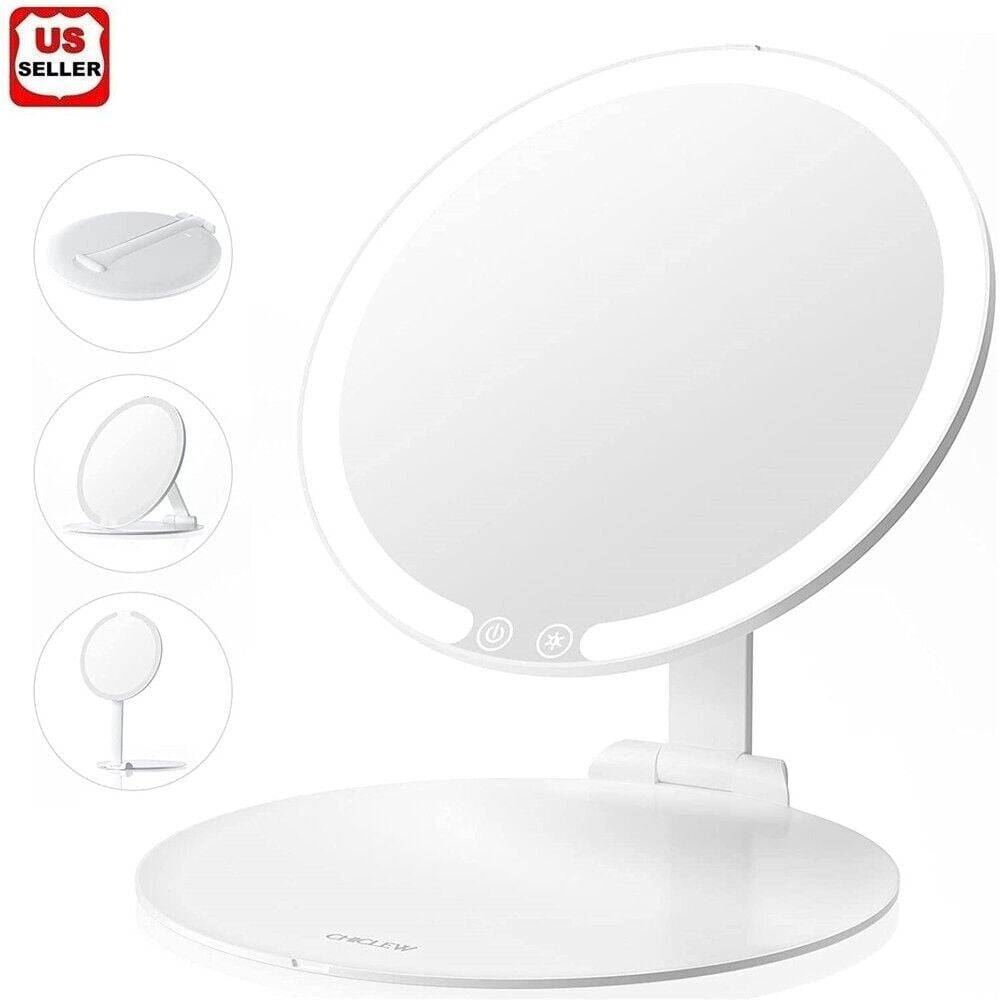 GLAM HOBBY LED Travel Makeup Mirror, 3 Light Modes, Rechargeable ...