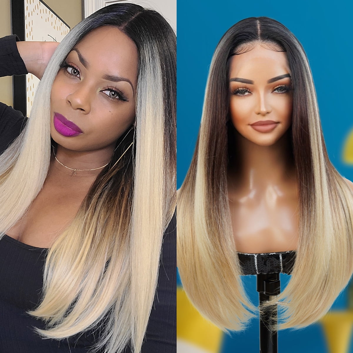 GLAM21USA HD LACE Front Wig Straight 13X6 Deep Transparent Lace Frontal ...
