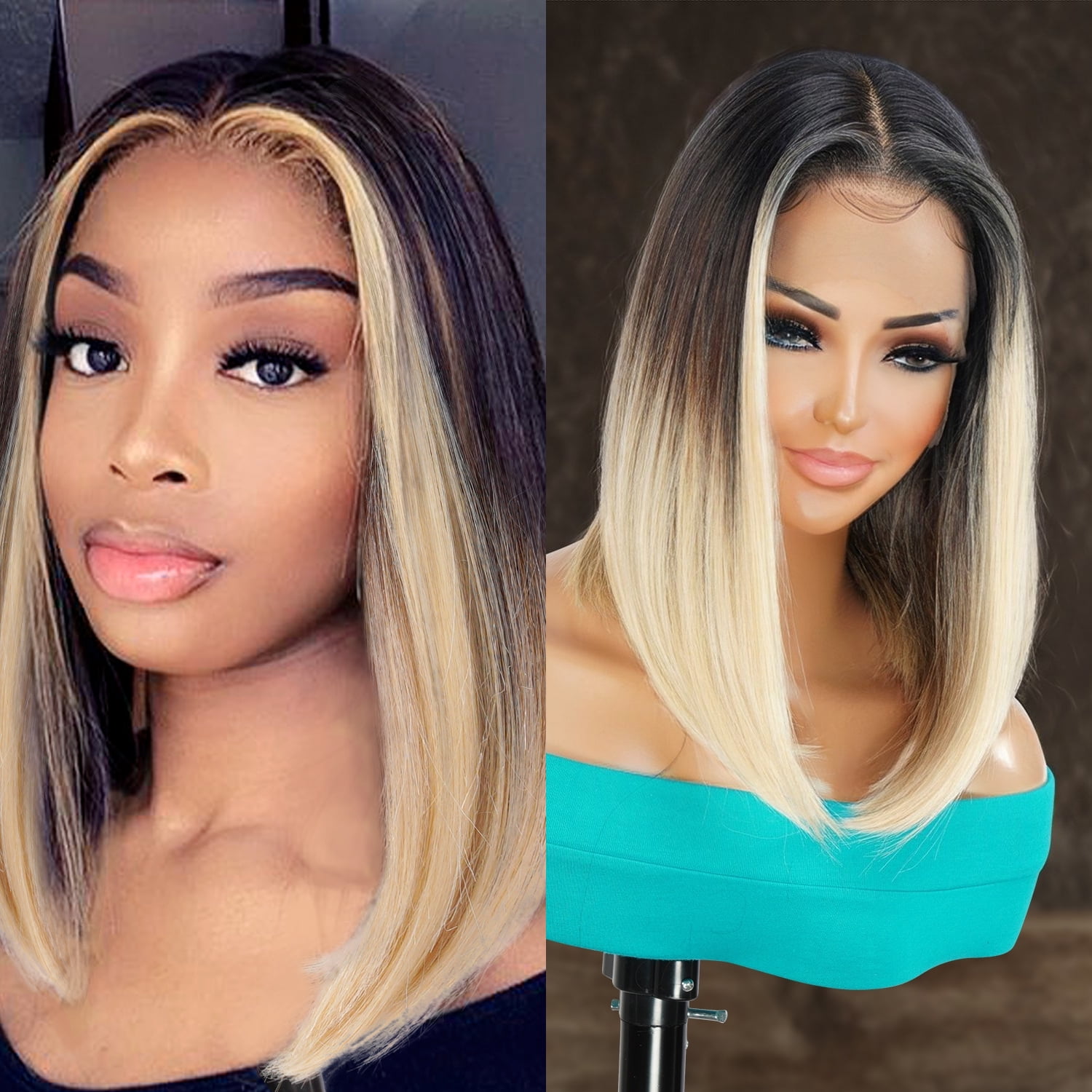 GLAM21USA HD Lace Front Bob Wig 13X6 Transparent Lace Frontal16 Inch ...